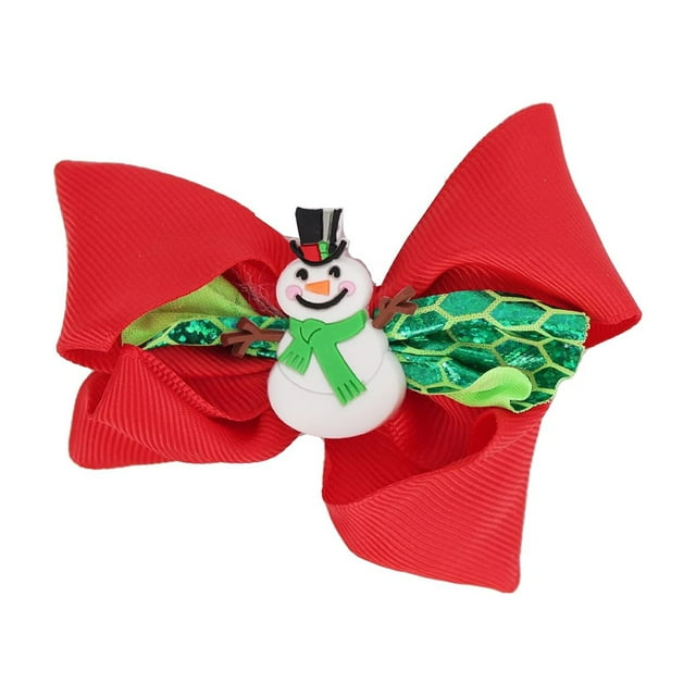 Motique Accessories Hair Bow Printed Christmas Bow with Silicone Charm ...