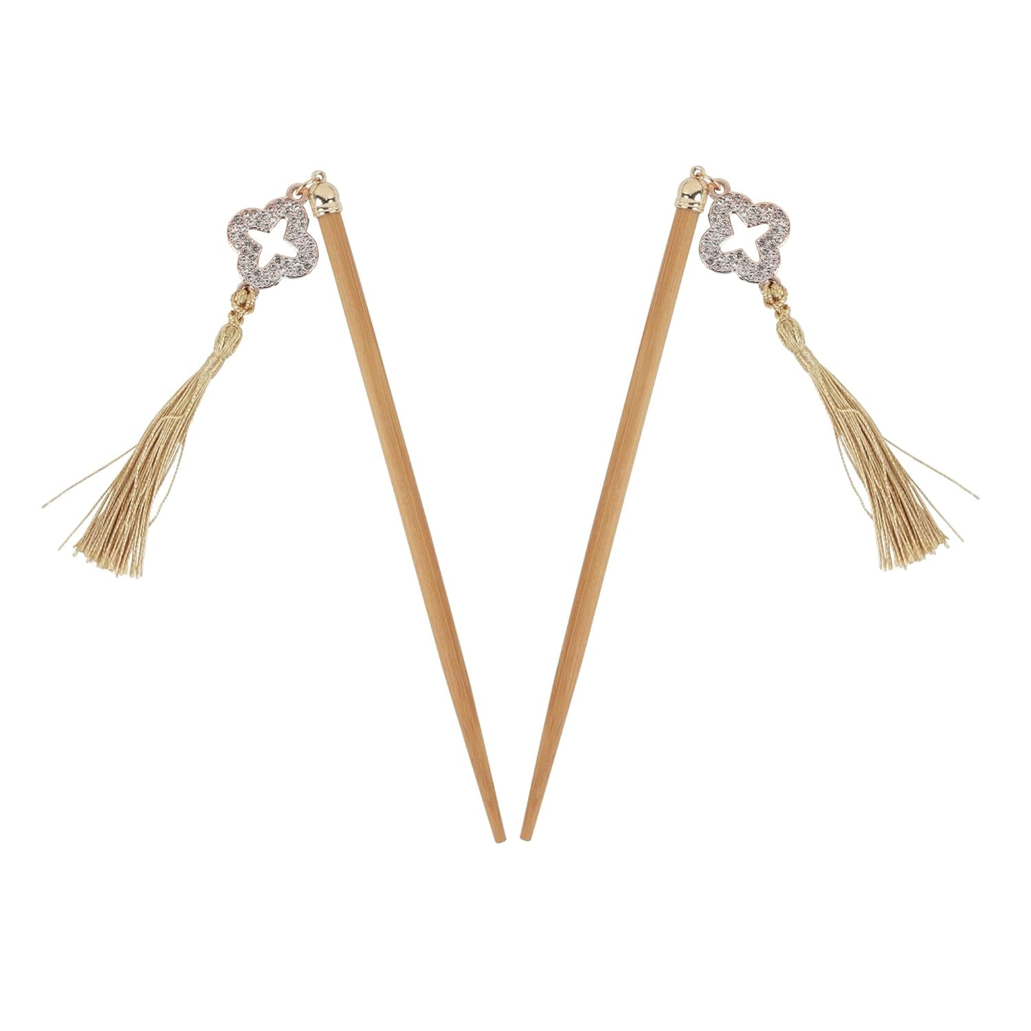 Motique Accessories Hair Sticks with Tassels, Wooden Chopsticks for ...