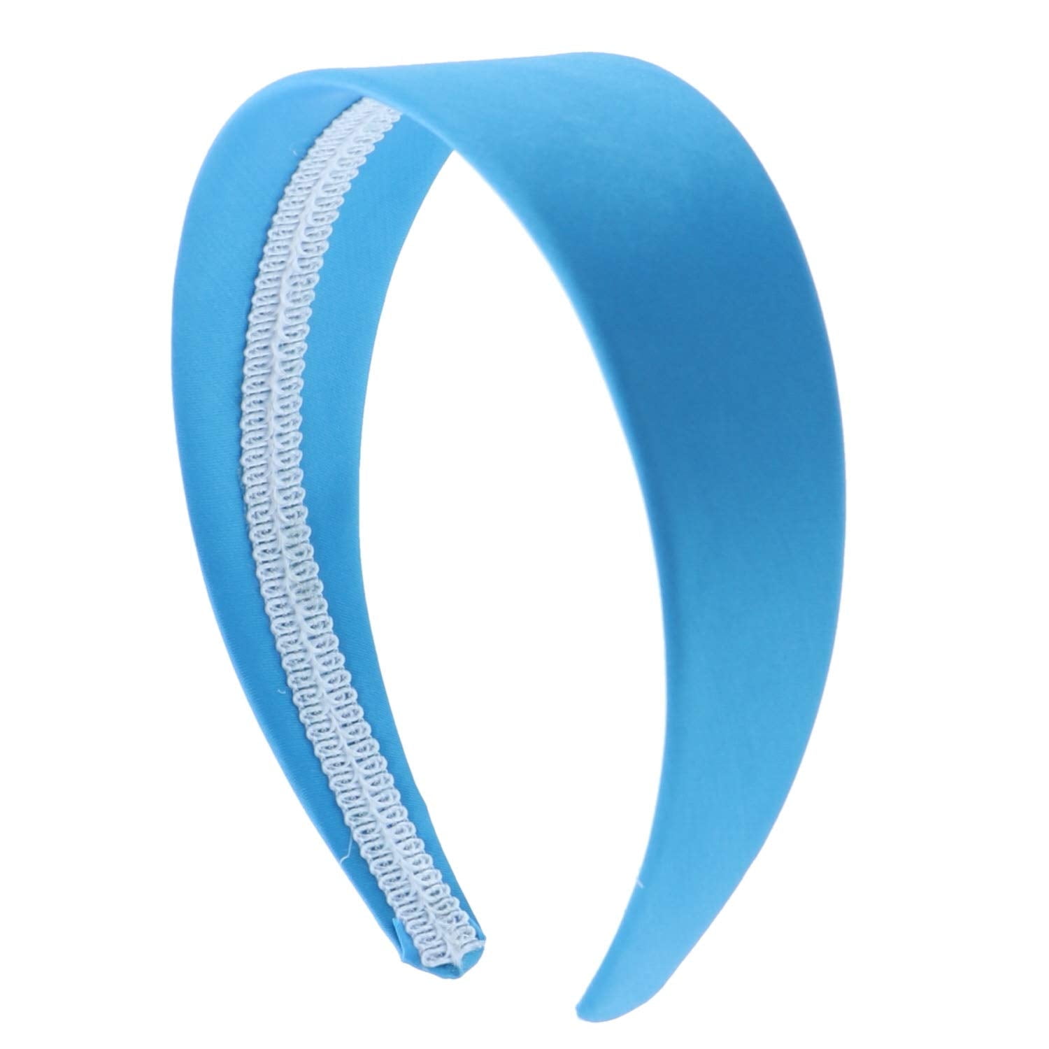 Motique Accessories Light Blue 2 inch Wide Satin Hard Headband with No ...