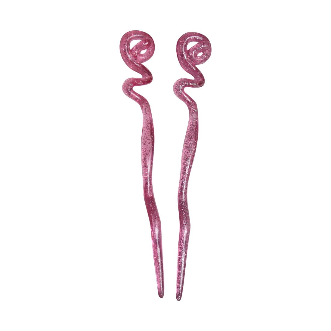Motique Accessories Pink Twirl Plastic Hair Sticks with Glitter and ...