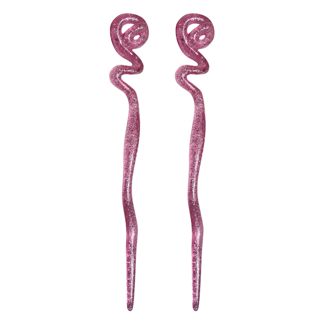 Motique Accessories Pink Twirl Plastic Hair Sticks with Glitter and ...