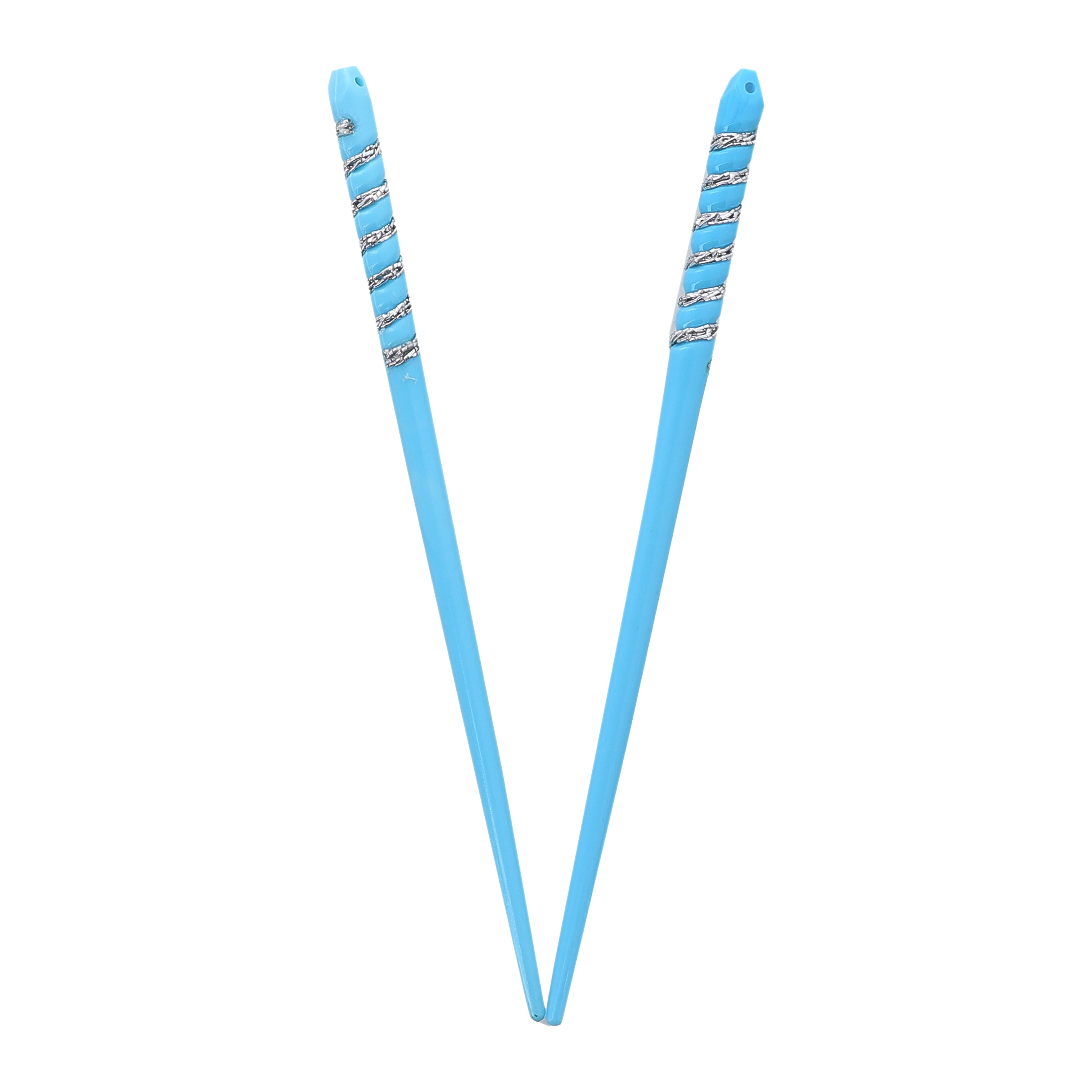 Motique Accessories Plastic Hair Sticks with Silver Swirl, Fits for All ...