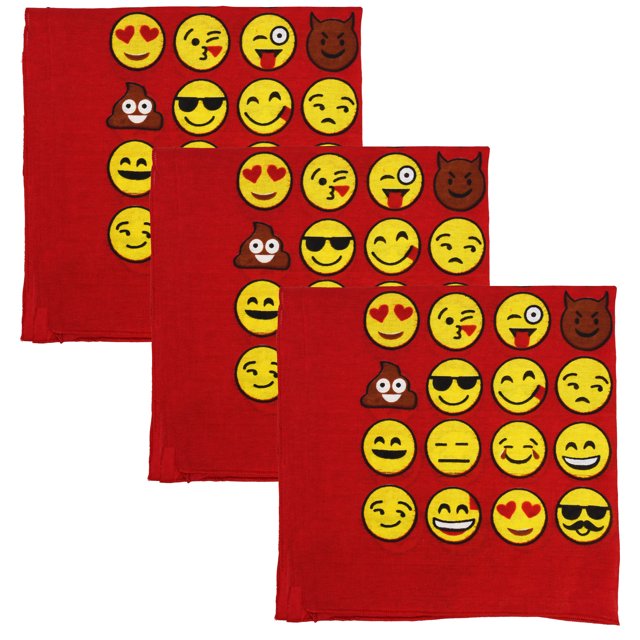 Motique Accessories Print Design Bandana - Set of 3 - Red Emoji ...