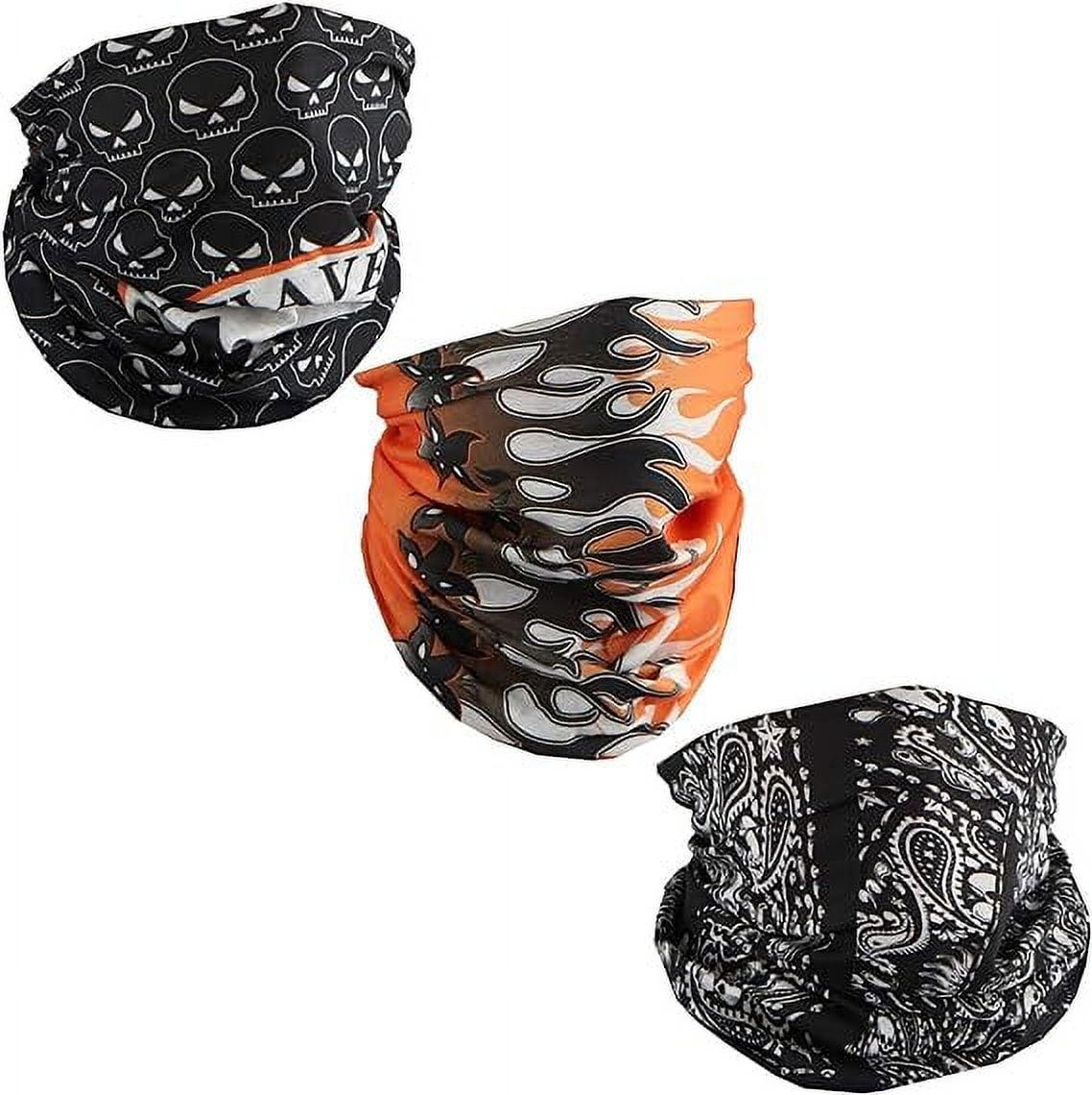 Motique Accessories Seamless Bandana Tube Face Scarf - Black Orange (3 ...