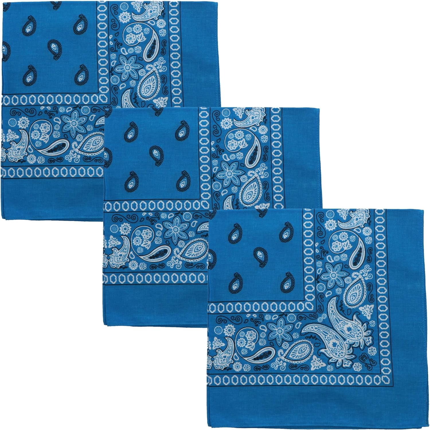 Motique Accessories Set of 3 Jumbo Bandanas for Adult Unisex - Blue ...