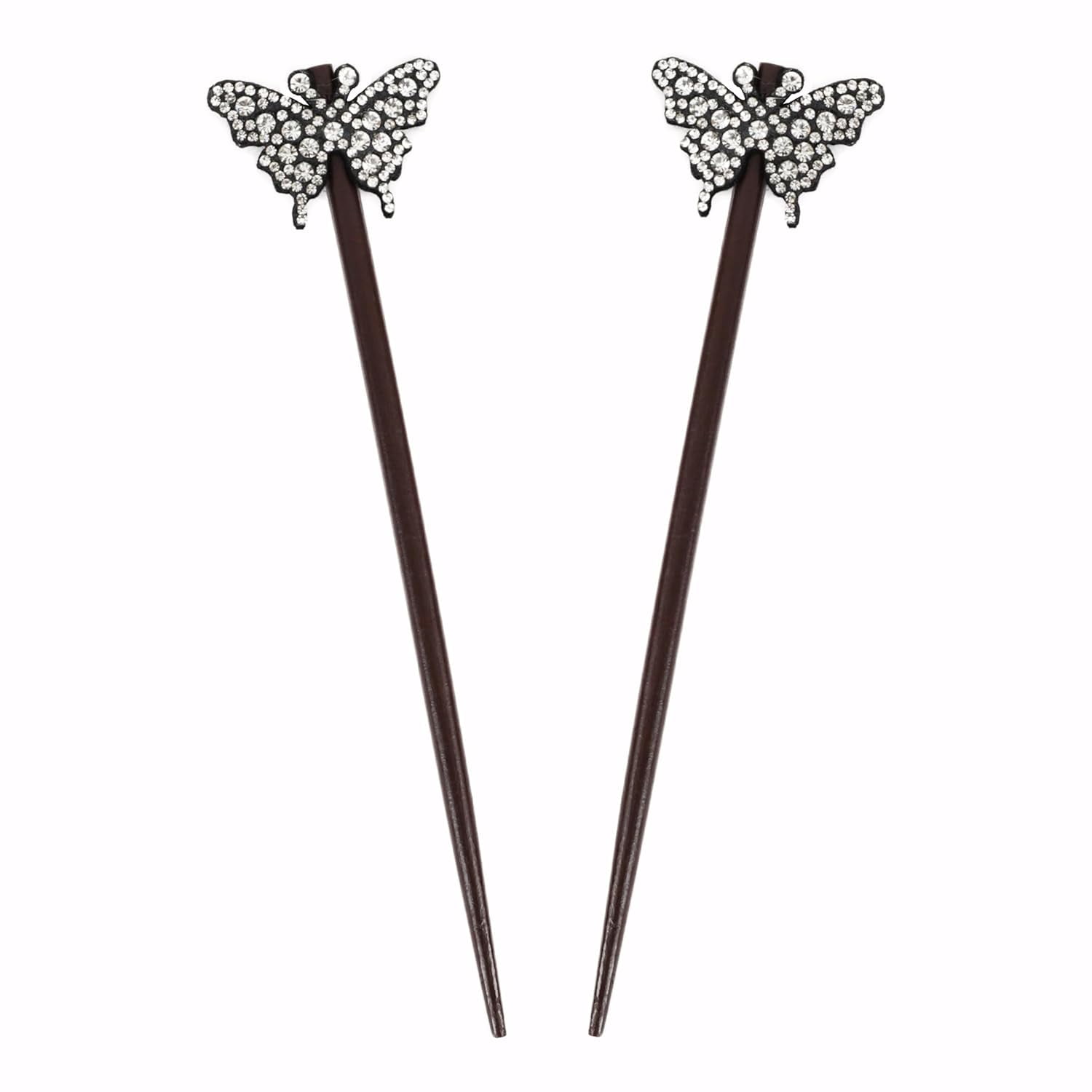 Motique Accessories Set of Hair Sticks with Gem Butterflies-One Size ...