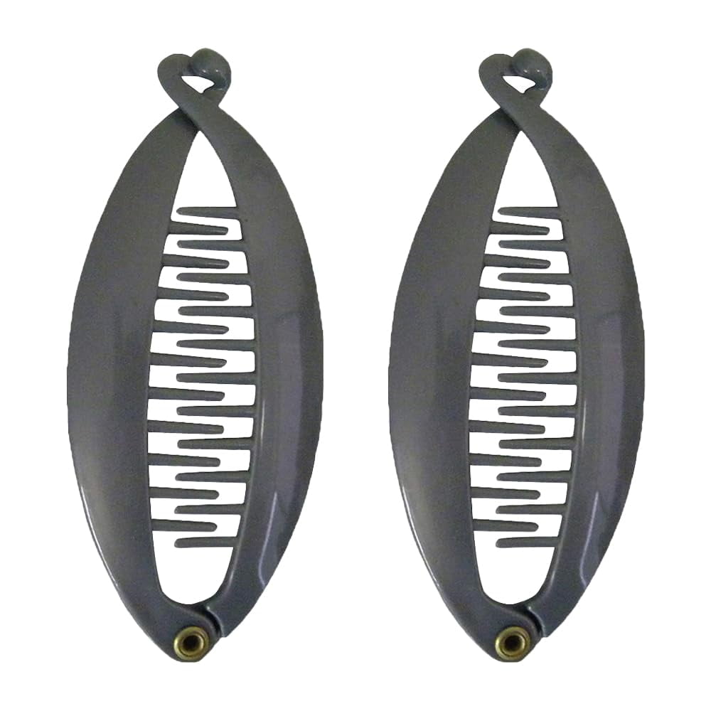 Motique Accessories Set of Two Grey 3.5 inch Mini Banana Clip Hair ...