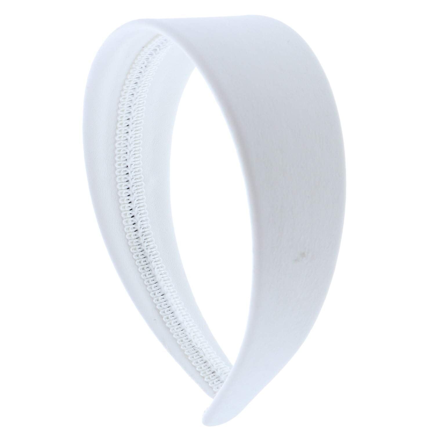Motique Accessories White 2 inch Wide Leather like Headband Solid Hair ...