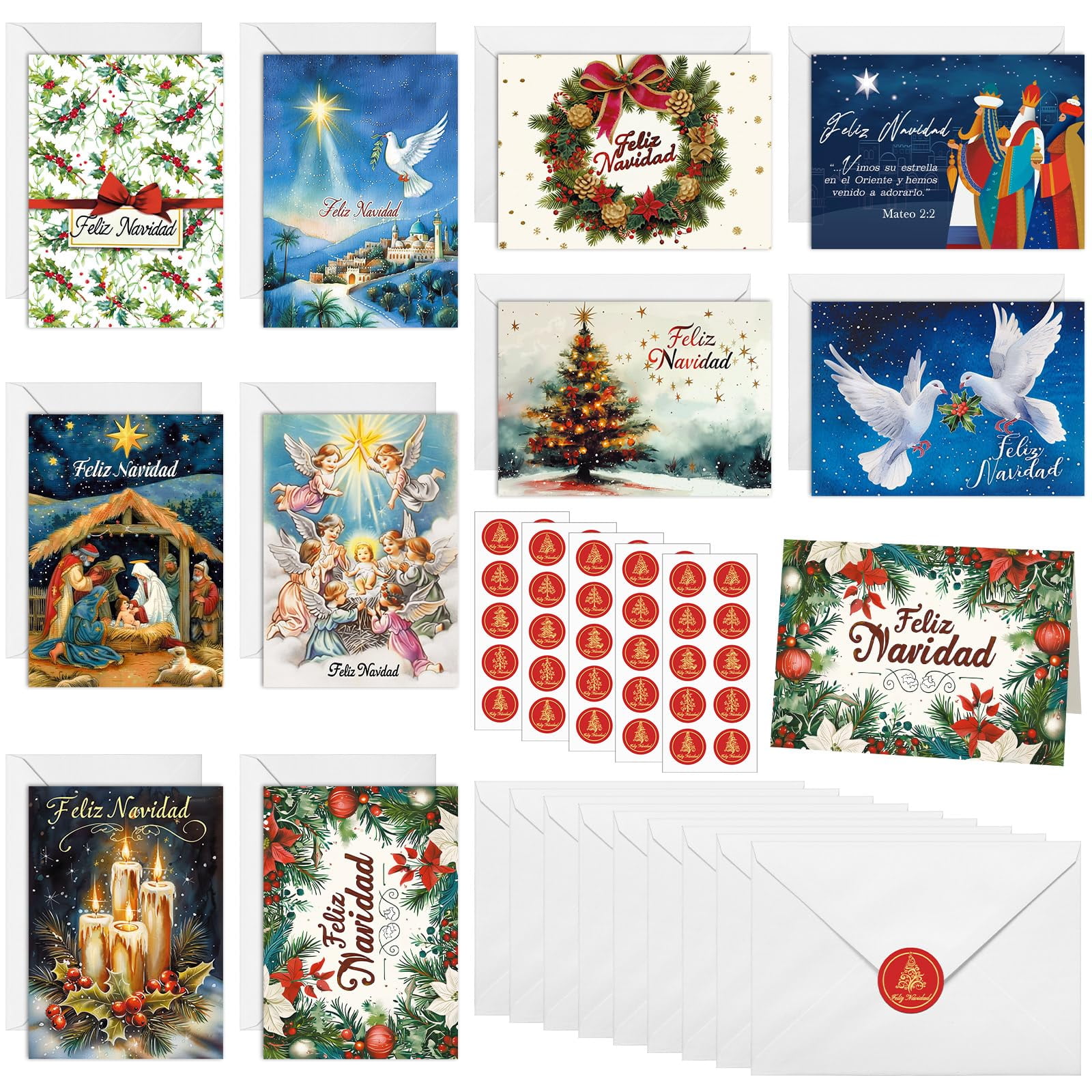 Motiskyy 100 Pack Hispanic Christmas Cards Bulk Tarjetas Box Set ...
