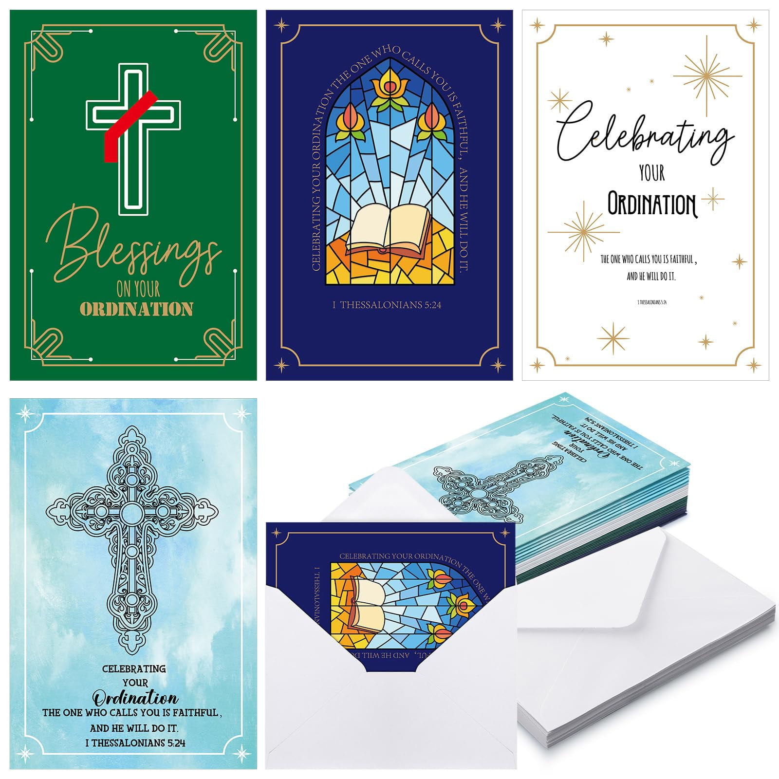 Motiskyy 24 Pack Christian Ordination Card Ordination Greetings Card ...