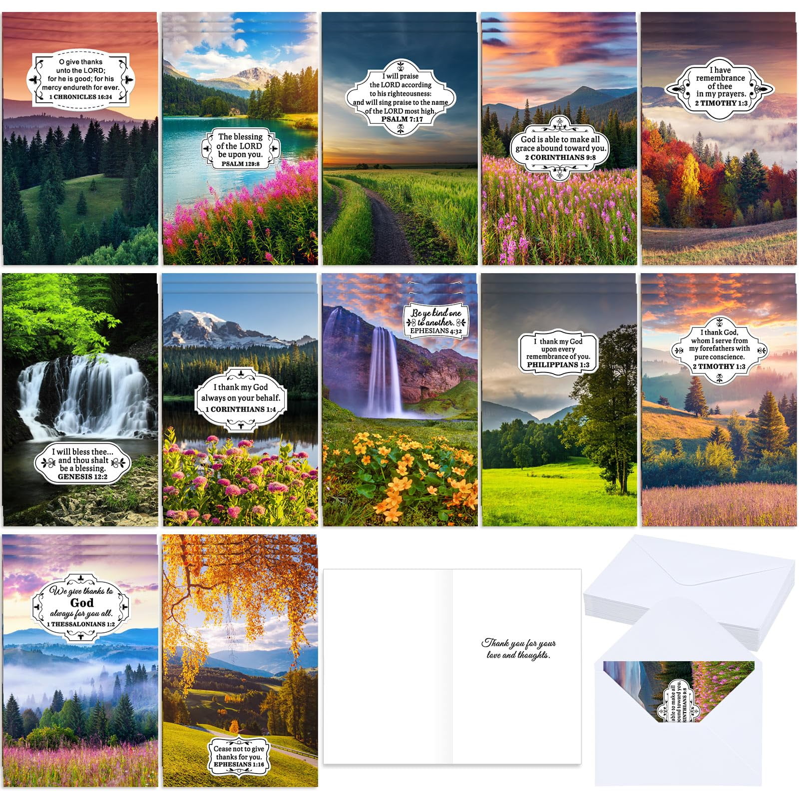Motiskyy 36 Sets Religious Thank You God Greeting with Envelopes ...