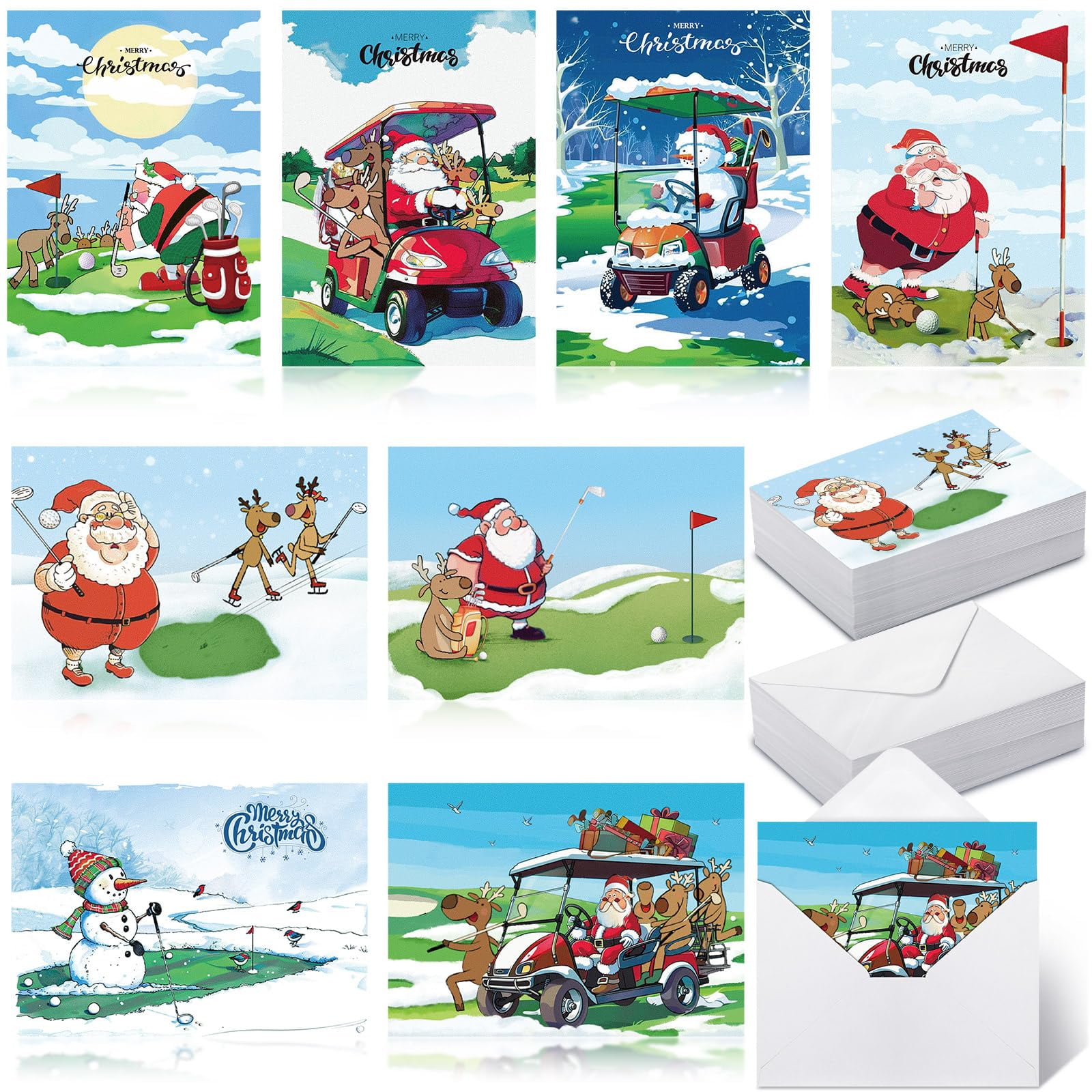 Motiskyy 48 Pack Golf Christmas Cards with Envelopes Funny Holiday Golf ...