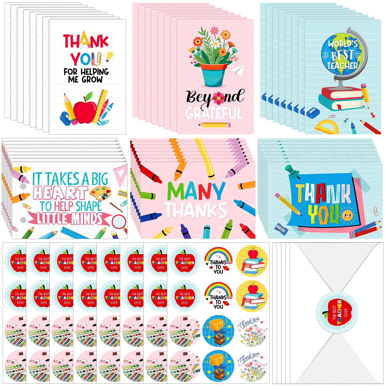 Motiskyy 48 Pack Teacher Appreciation Cards in Bulk Thank You Cards ...