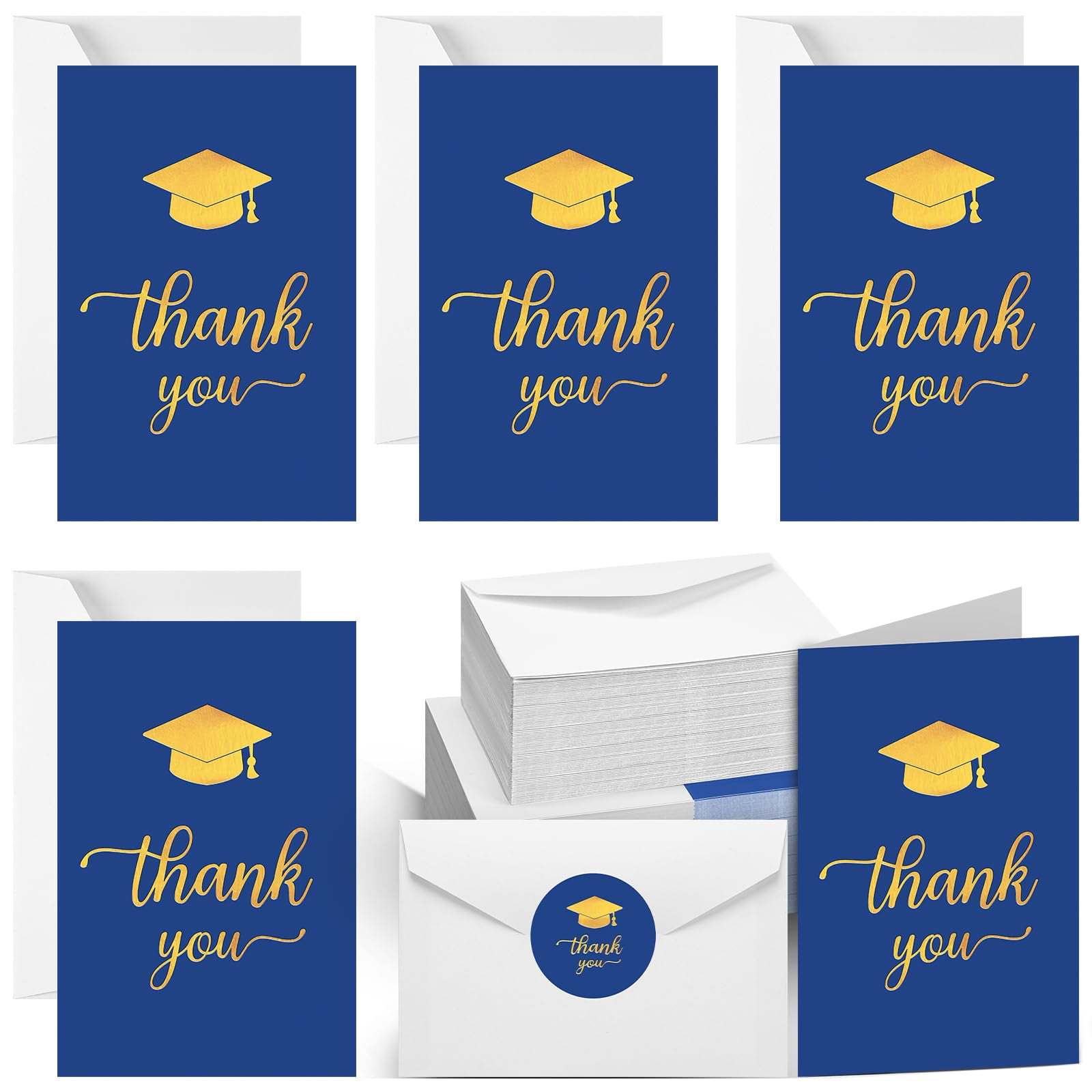 Motiskyy 50 Pack Graduation Thank You Cards with Envelopes Gold Foil ...