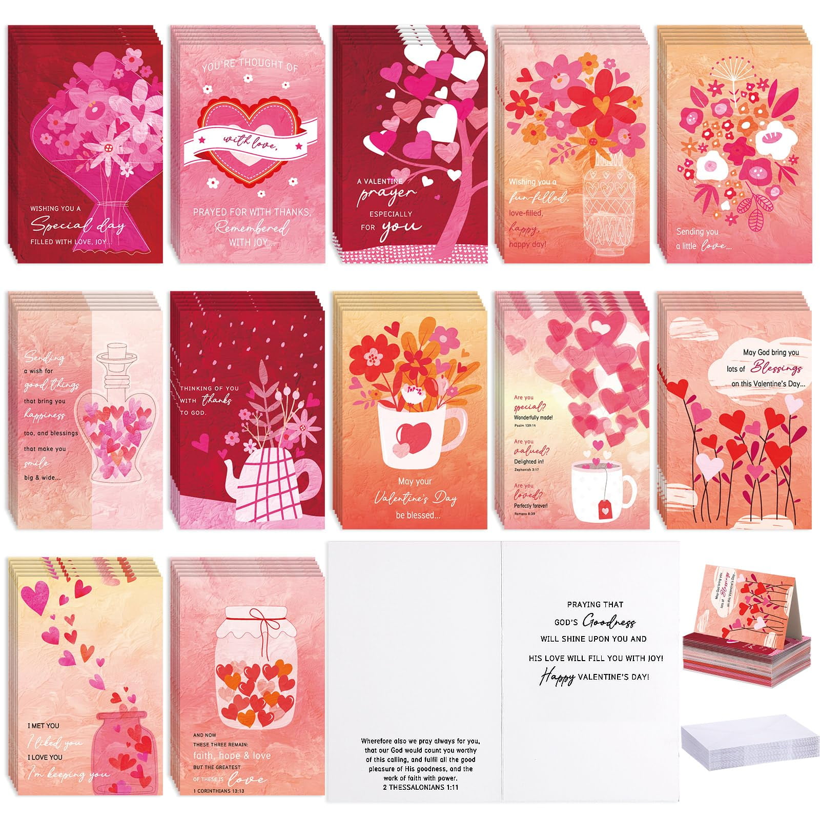 Motiskyy 72 Sets Valentine's Day Cards Assortment Scripture Religious ...