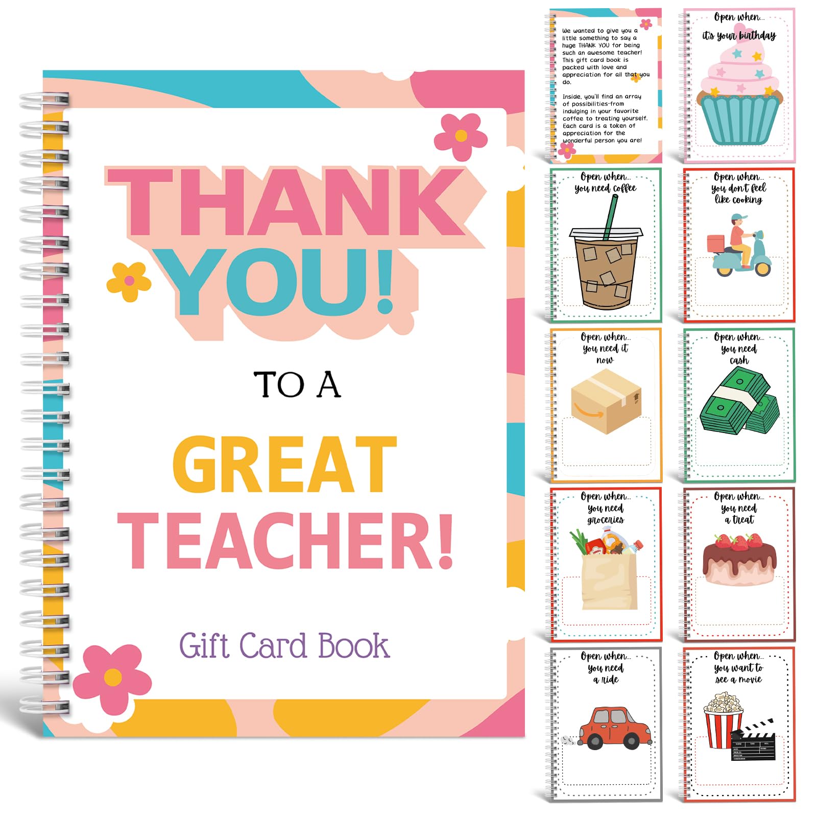 Motiskyy Teacher Appreciation Gift Card Book 7 x 5 Inch Great Teacher ...