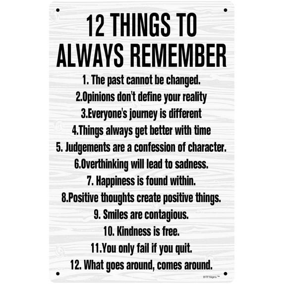 Motivate Sign 12 Things To Always Remember Sign Inspirational And ...