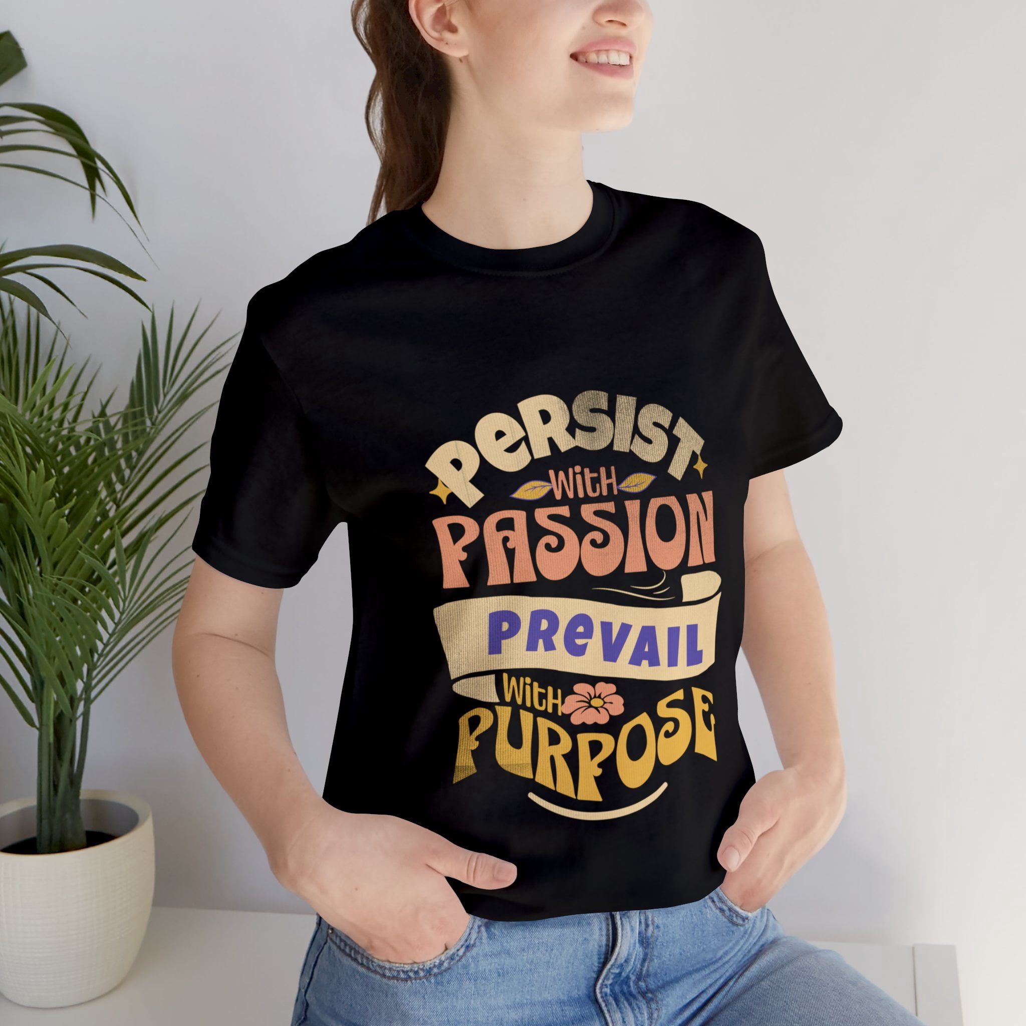 Motivation Tee Shirt - Bold 'Persist with Passion, Prevail - Walmart.com