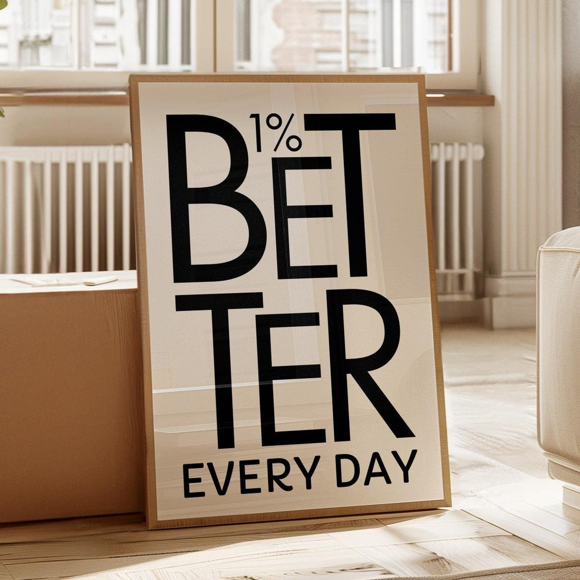 Motivational 1% Better Everyday Poster Minimalistic Home Decor Office ...