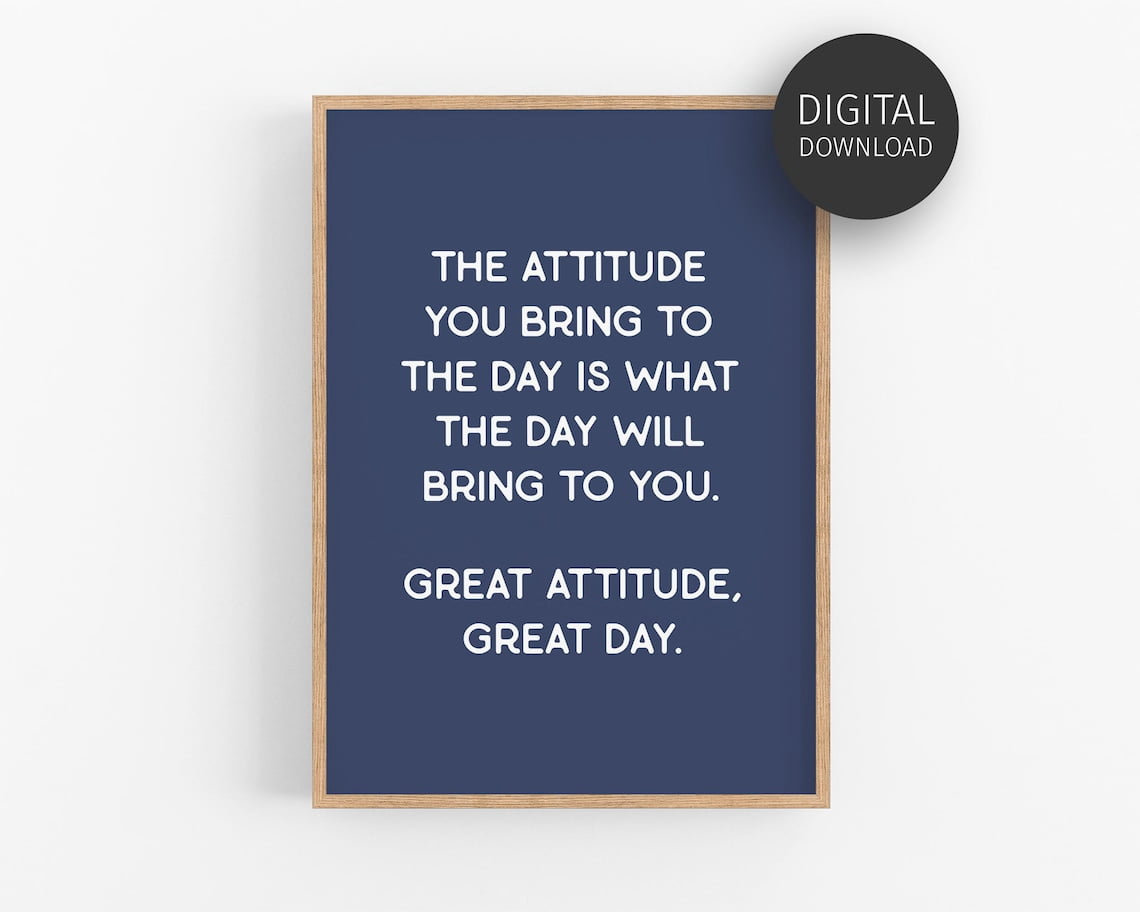 Motivational Attitude Wall Art, Poster For Home Office Decor, Blue ...