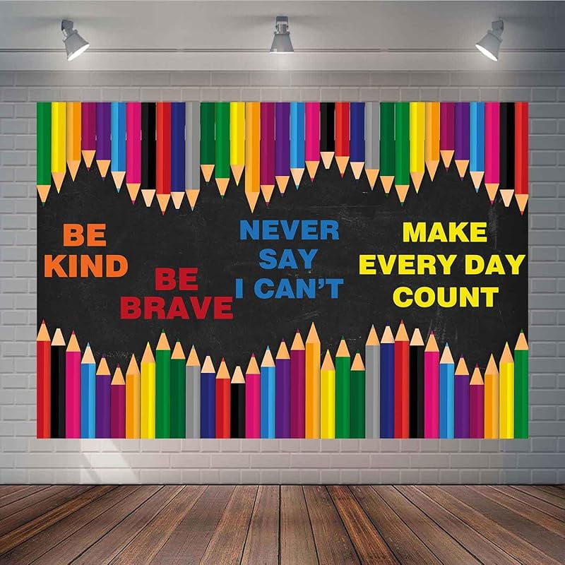 Motivational Backdrops Colorful Pencils Be Kind Be Brave Never Say I ...