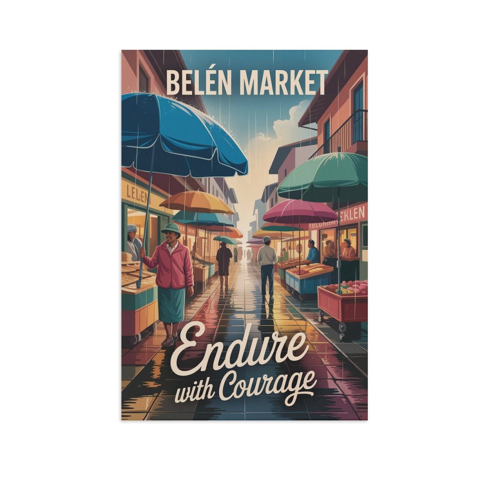 Motivational Belén Market Retro Travel Inspirational Poster Wall Art ...
