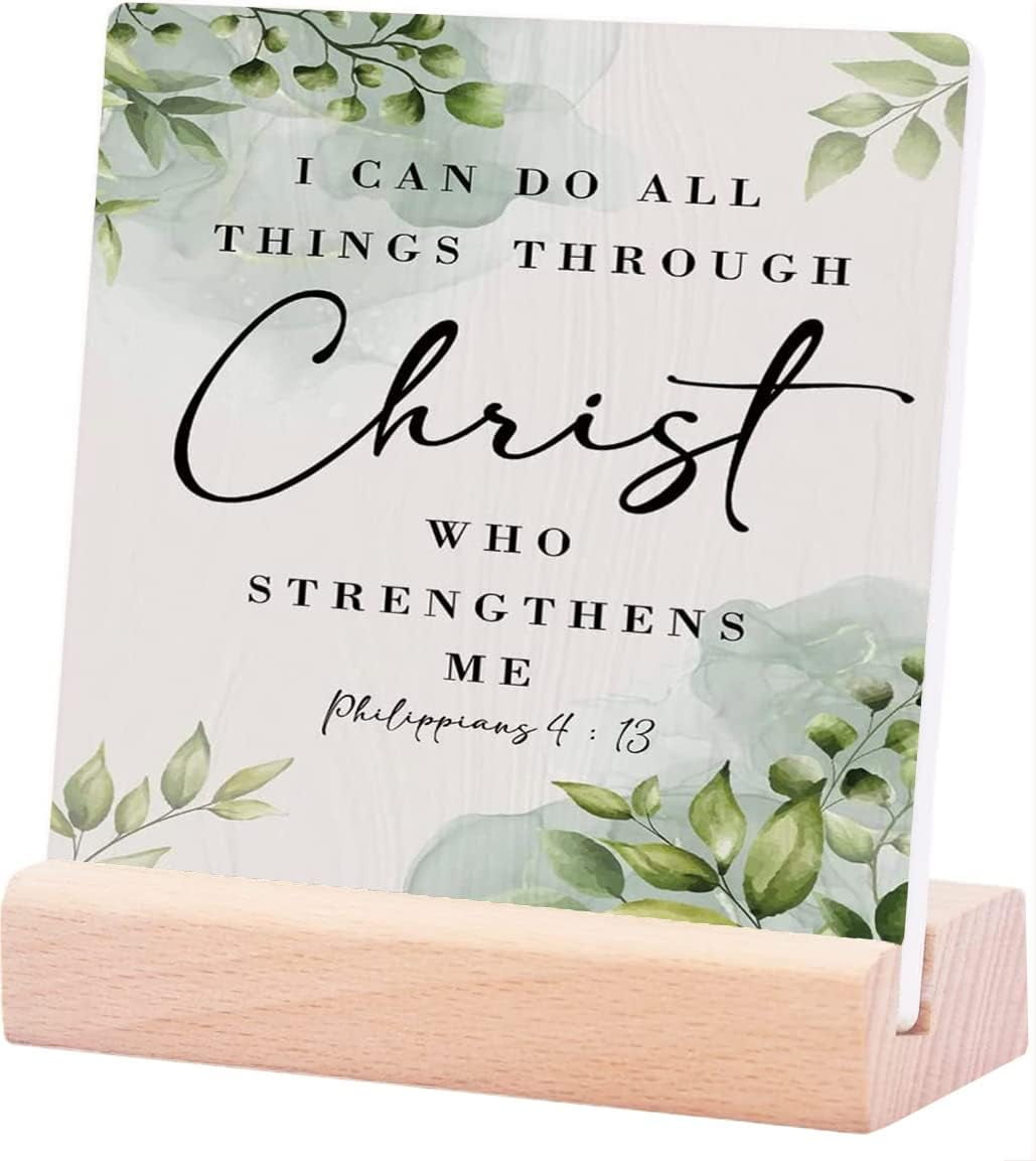 Motivational Bible Verse Desk Plaque Sign, I Can Do All Things Through ...