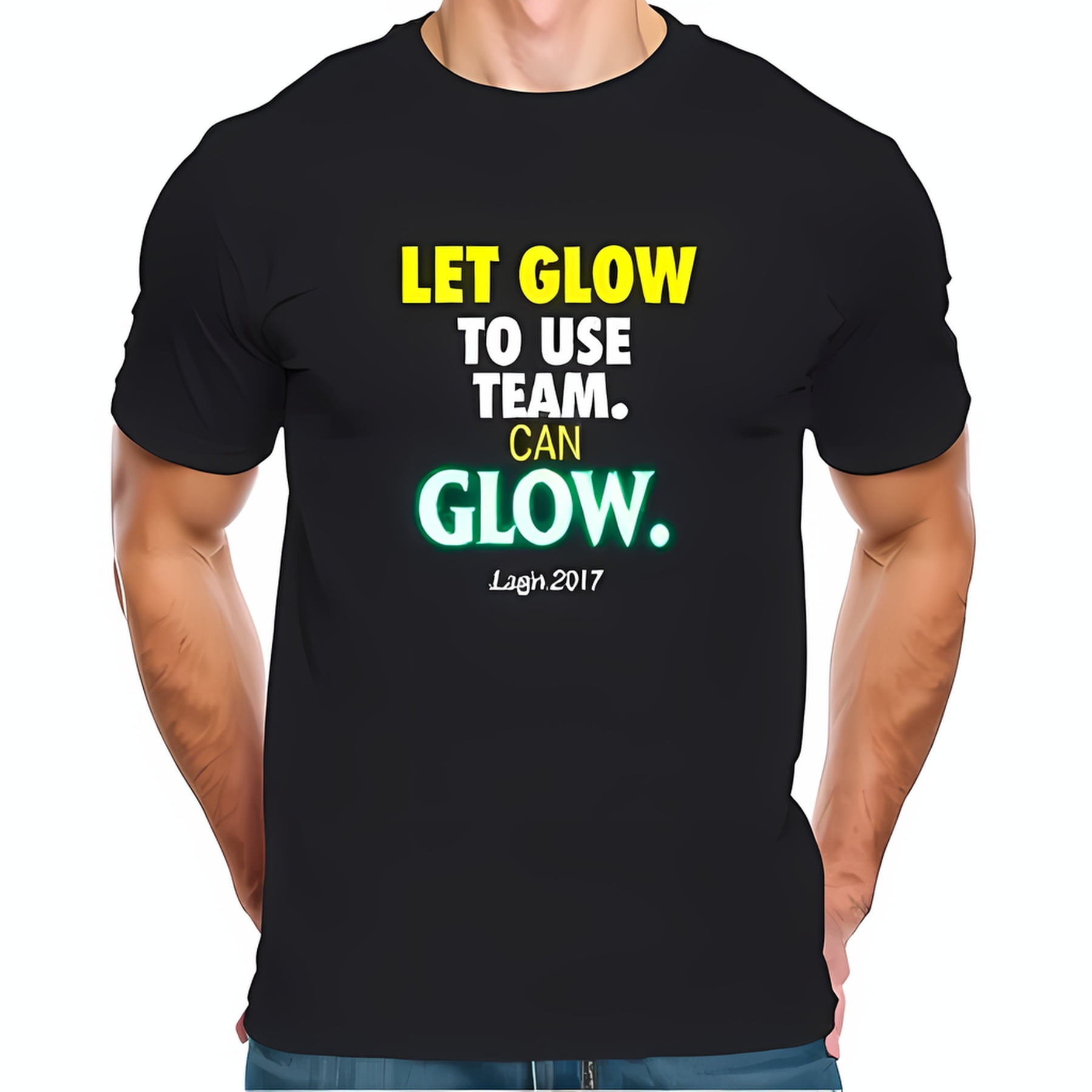 Motivational Black T-Shirt for Men - "LET GLOW TO USE TEAM CAN GLOW ...