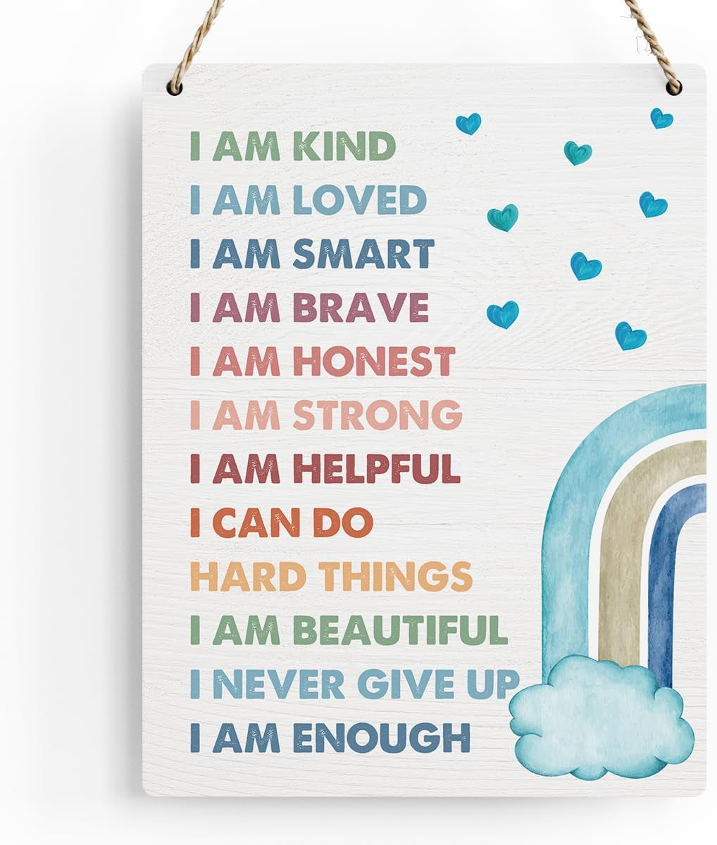 Motivational Boho Kids Room Decor Wood Sign Affirmations Wall Art ...