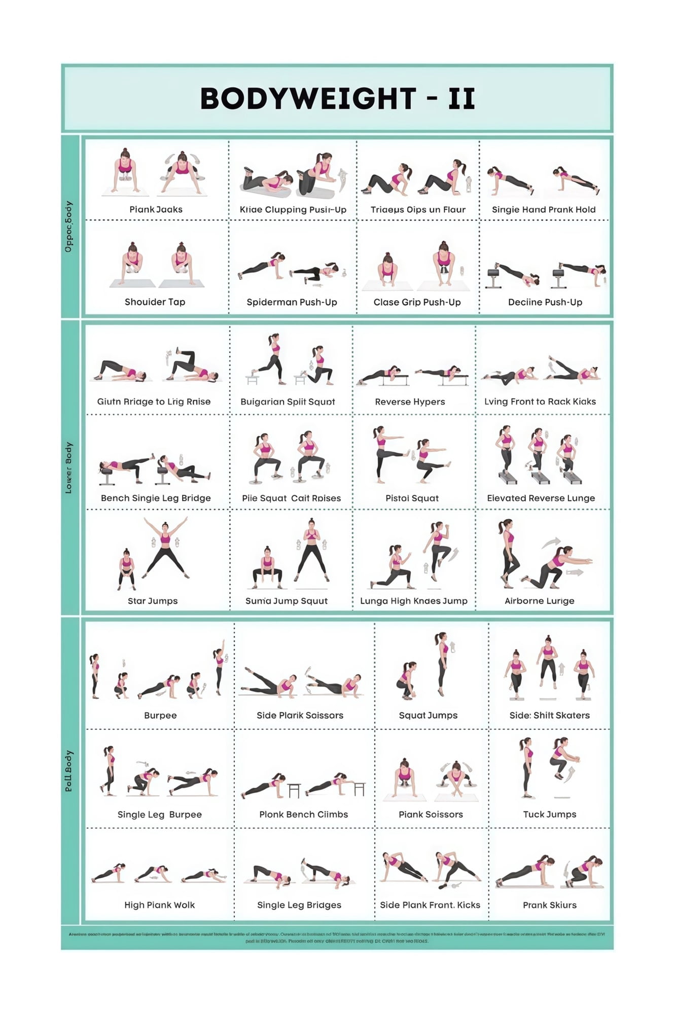 Motivational Calisthenics Workout Chart Bodyweight Training Poster with ...