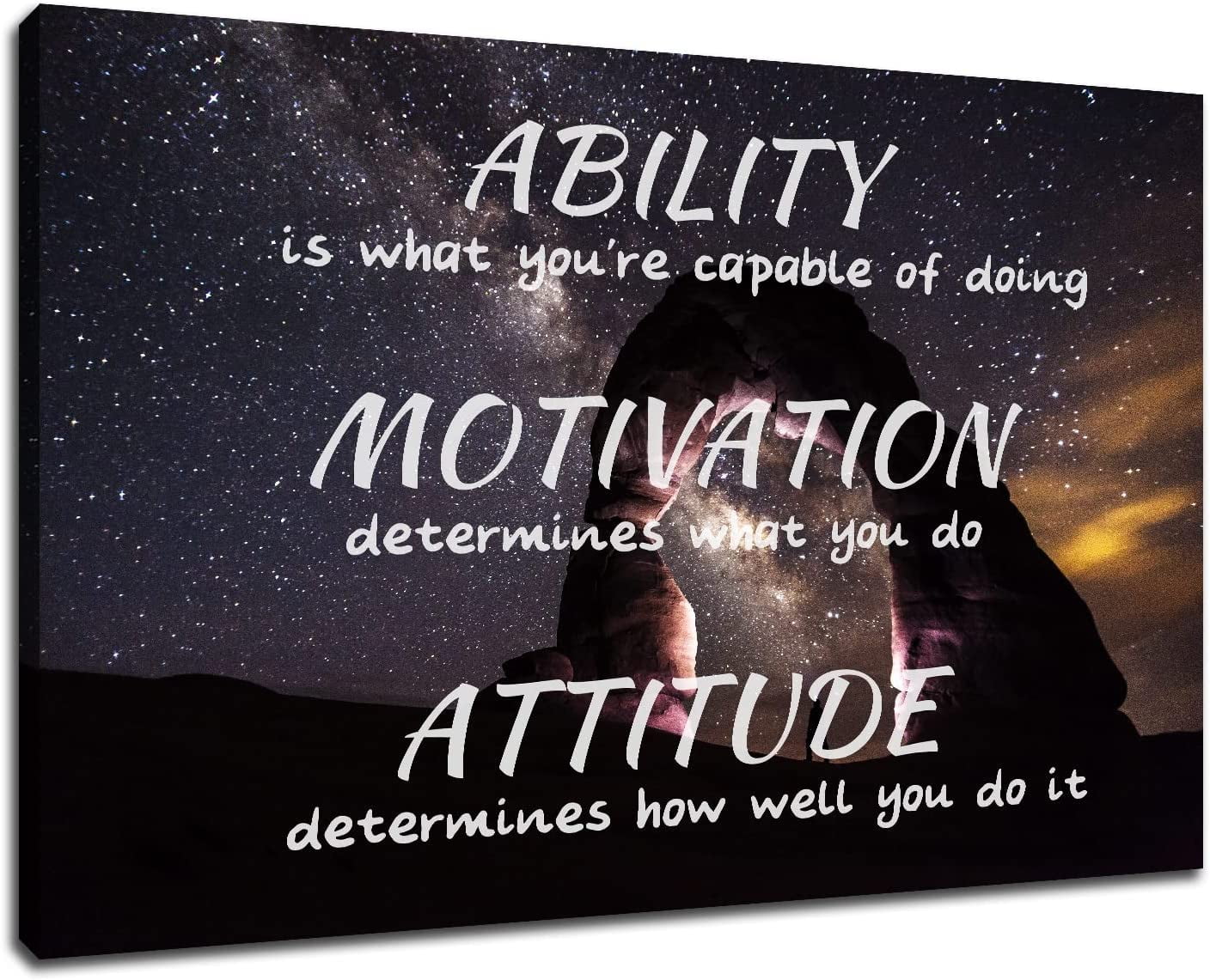 Motivational Canvas Wall Art Inspirational Ability Motivation Attitude ...
