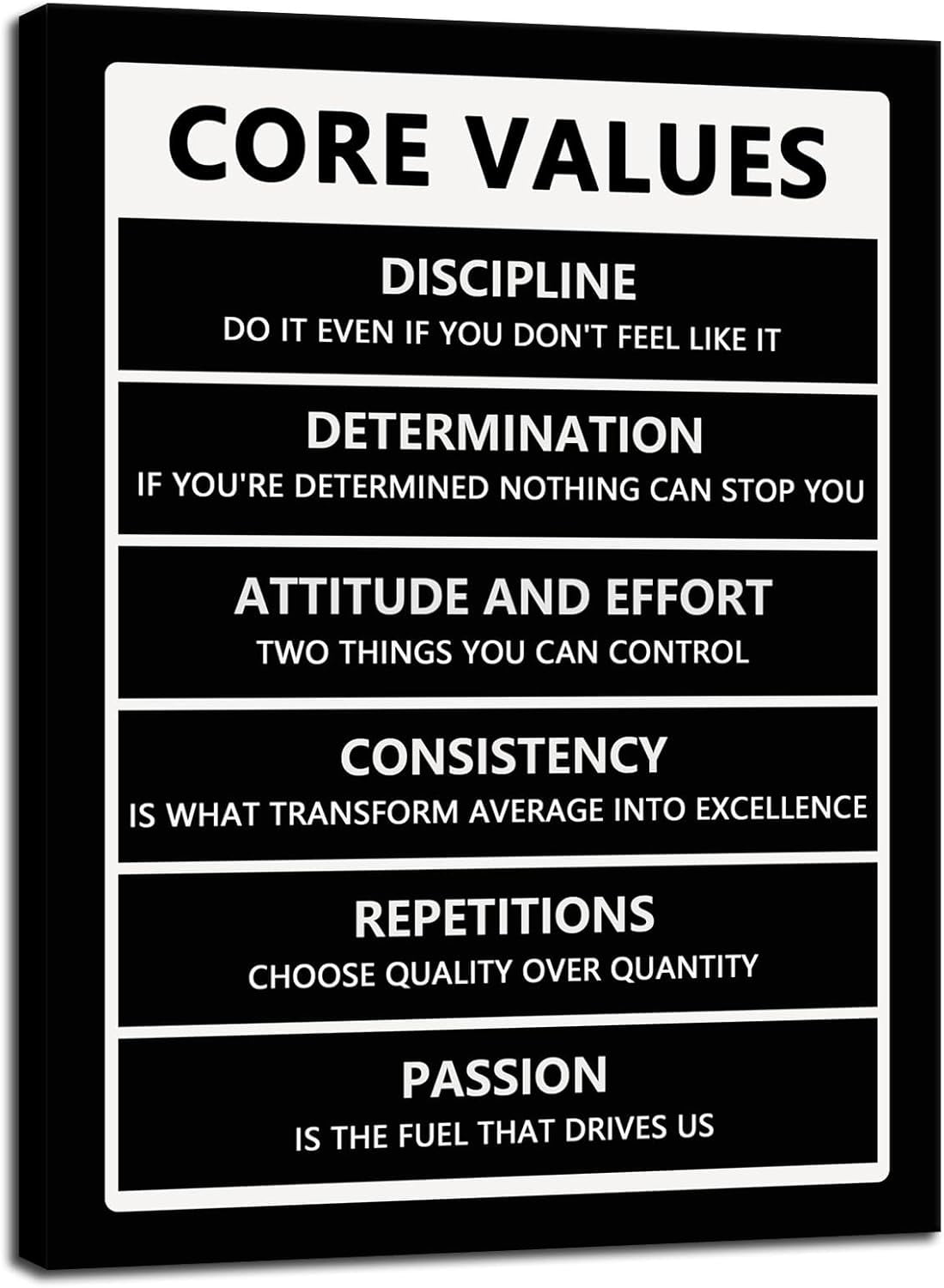 Motivational Canvas Wall Art Inspiring Core Values Poster Printing ...
