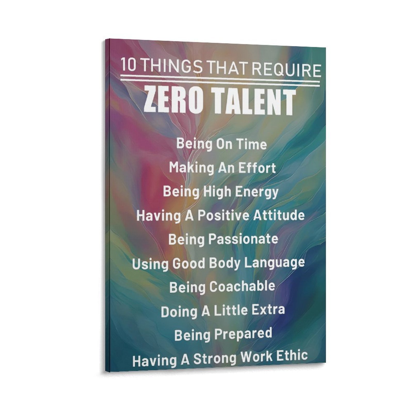 Motivational Canvas Wall Art Office Motto Decor Zero Talent Quotes ...