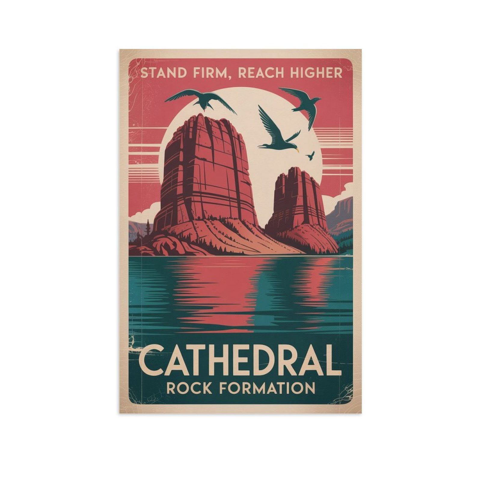 Motivational Cathedral Rock Formation Poster Inspirational Retro ...