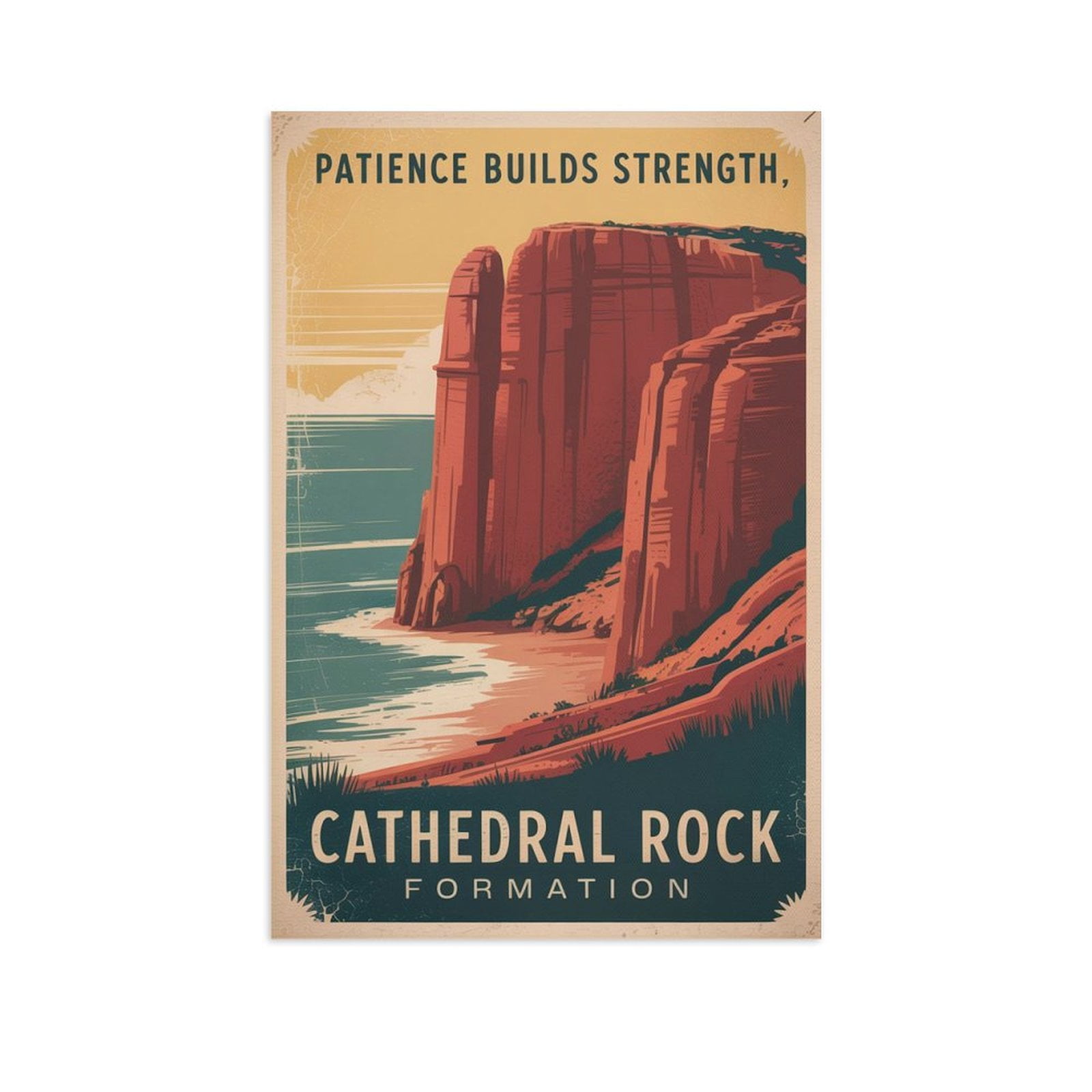 Motivational Cathedral Rock Formation Poster Retro Inspirational ...