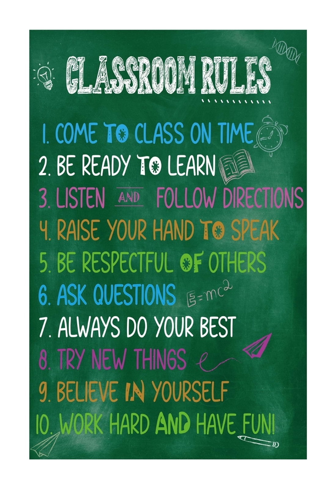 Motivational Classroom Rules Posters for Elementary, Middle, High ...