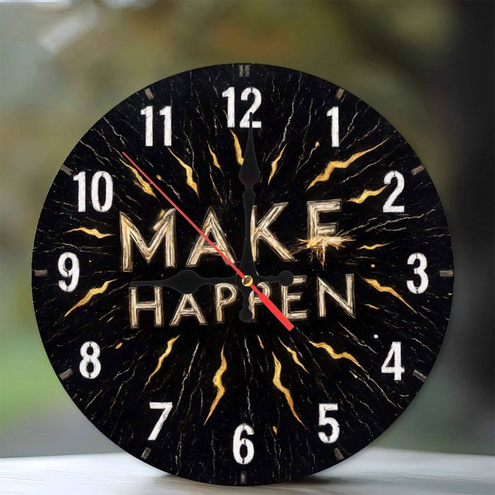 Motivational Clock Make Happen Wall Decor Home Office 10-Inch Silent ...