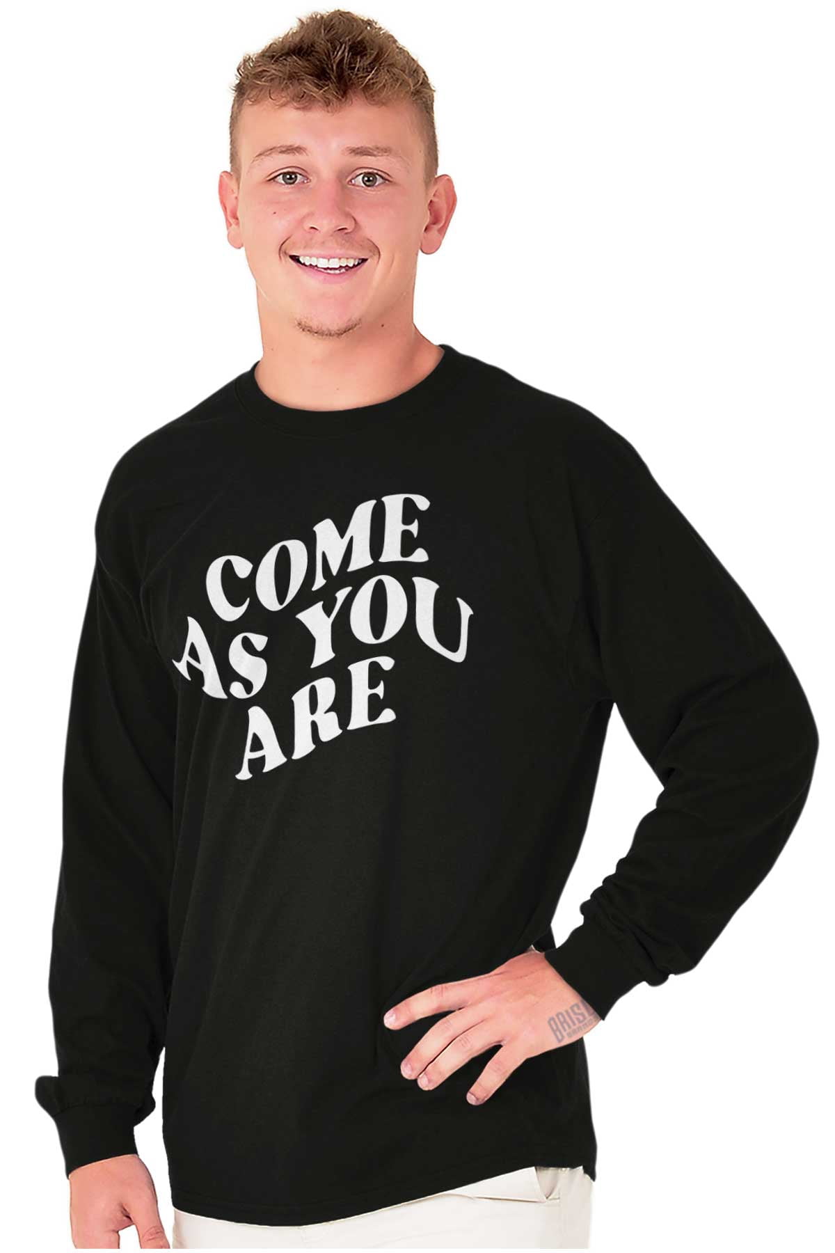 Motivational Come As You Are Quote Plus Size Long Sleeve Graphic Tee ...