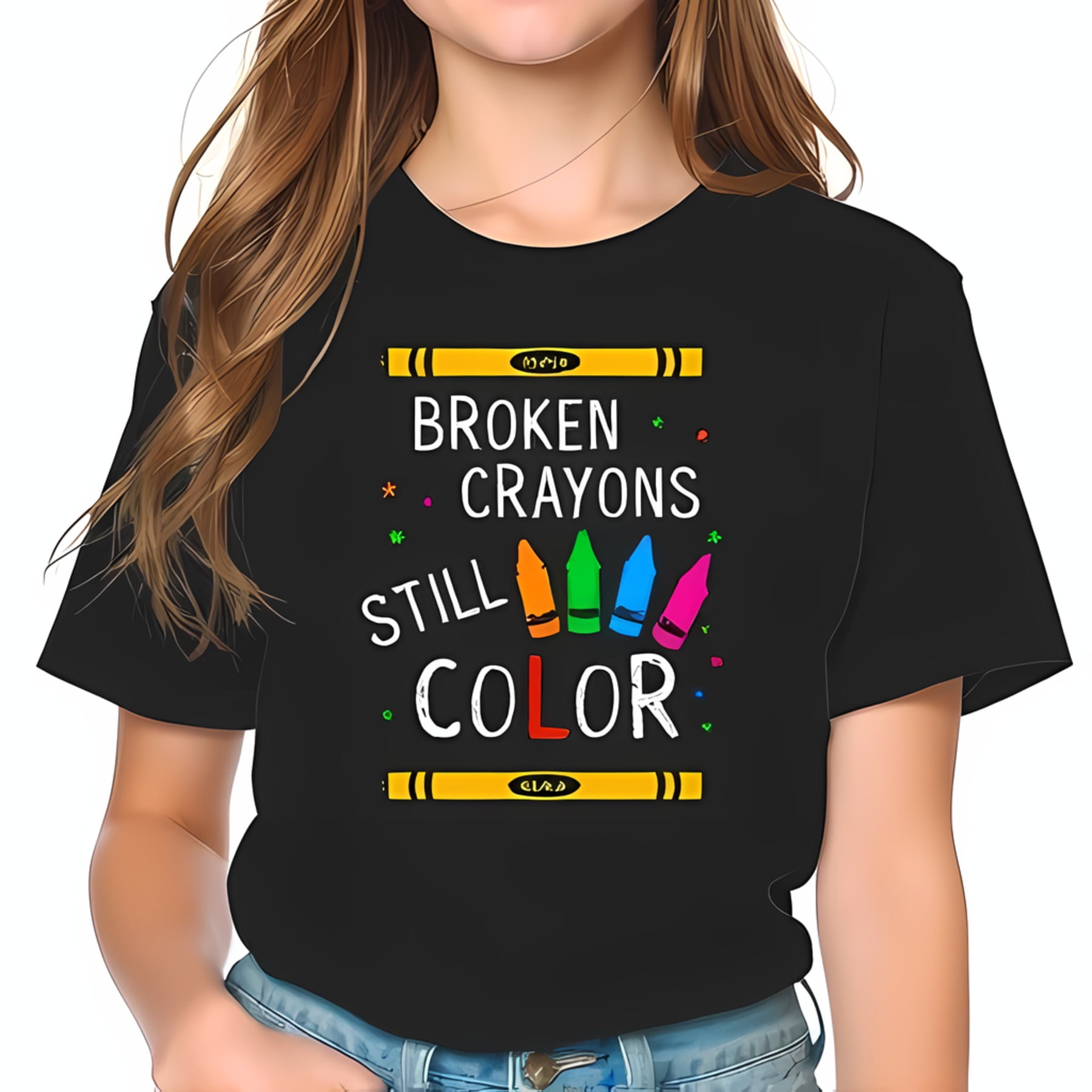 Motivational Cotton Short Sleeve T-Shirt 'Broken Crayons Still Color ...