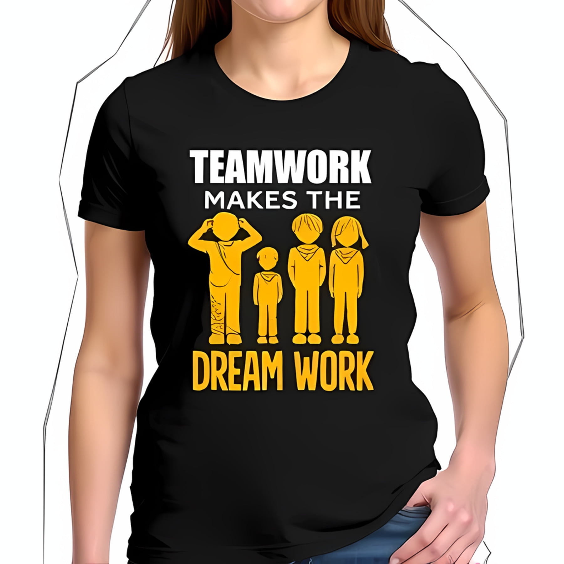 Motivational Cotton Short Sleeve T-Shirt - " Teamwork Makes the Dream ...
