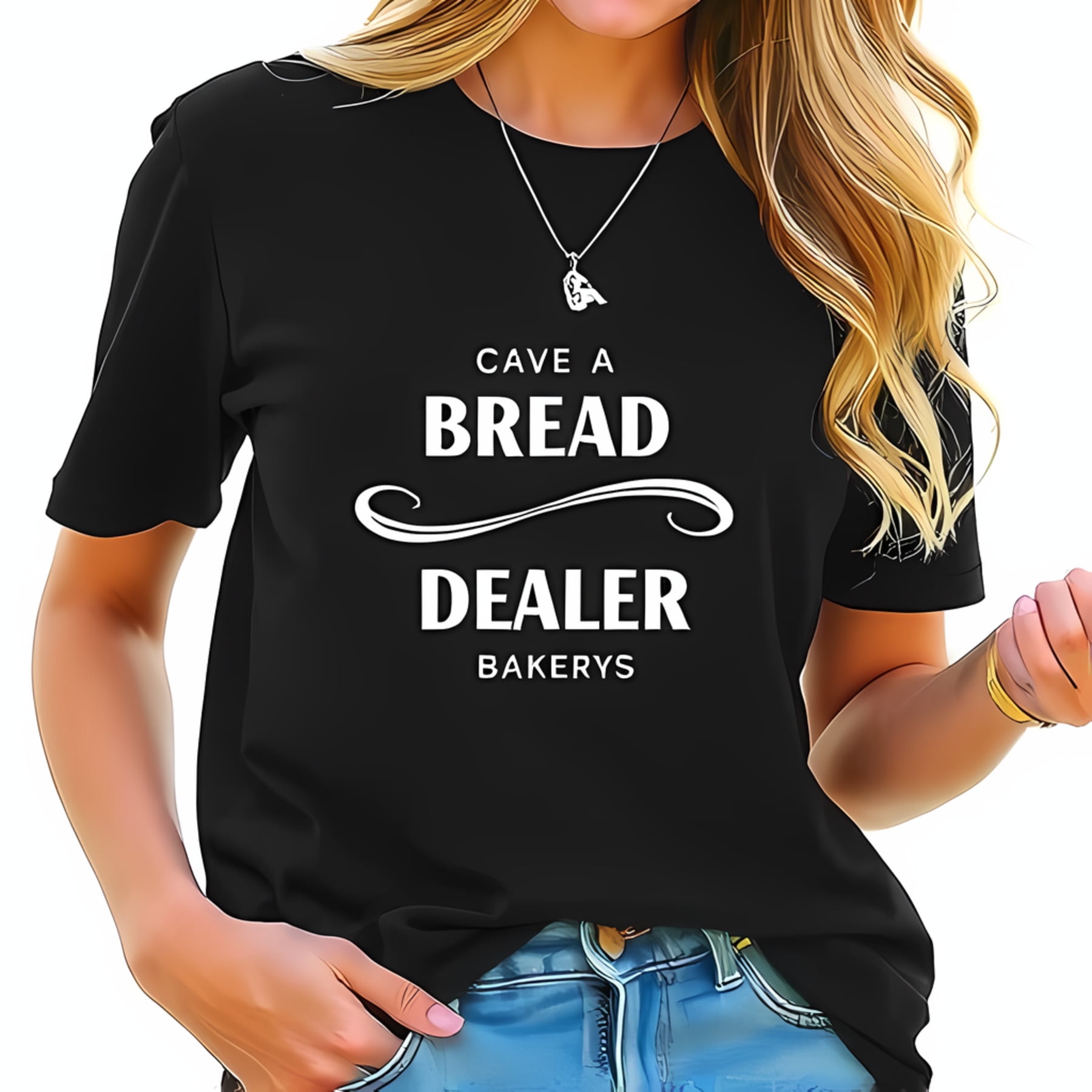 Humorous Cotton Short Sleeve T-Shirt for Bread Lovers - 'CAVE A BREAD ...