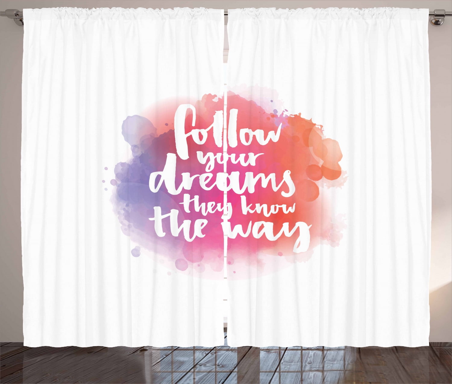 Ambesonne Wording Curtains 2 Panel Set, Life and Dreams, 108" x 108 ...