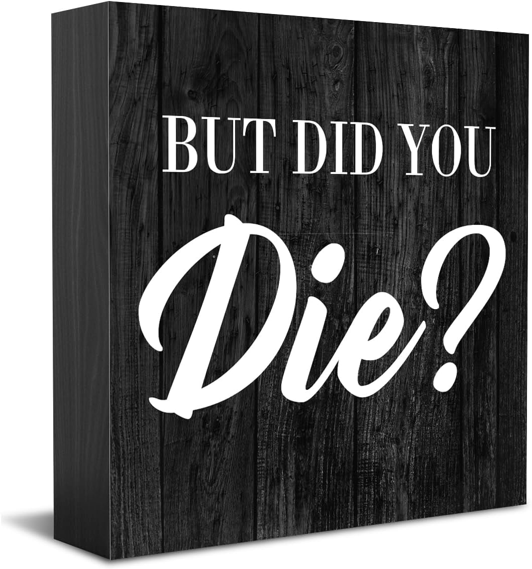 Motivational Desk Decor Wooden Box Sign Inspirational Rustic Black Wood ...