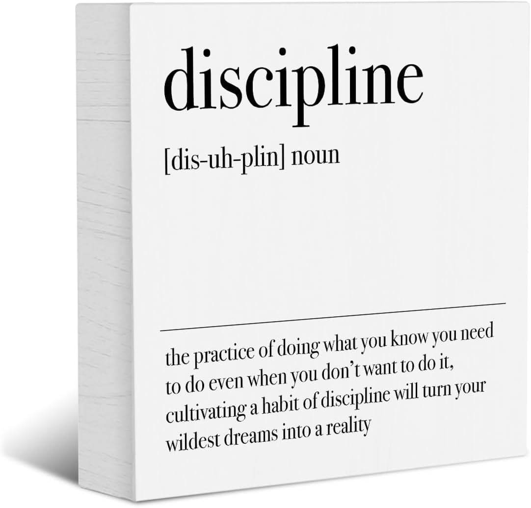 Motivational Discipline Noun Decorative Wooden Box Sign Rustic Funny ...
