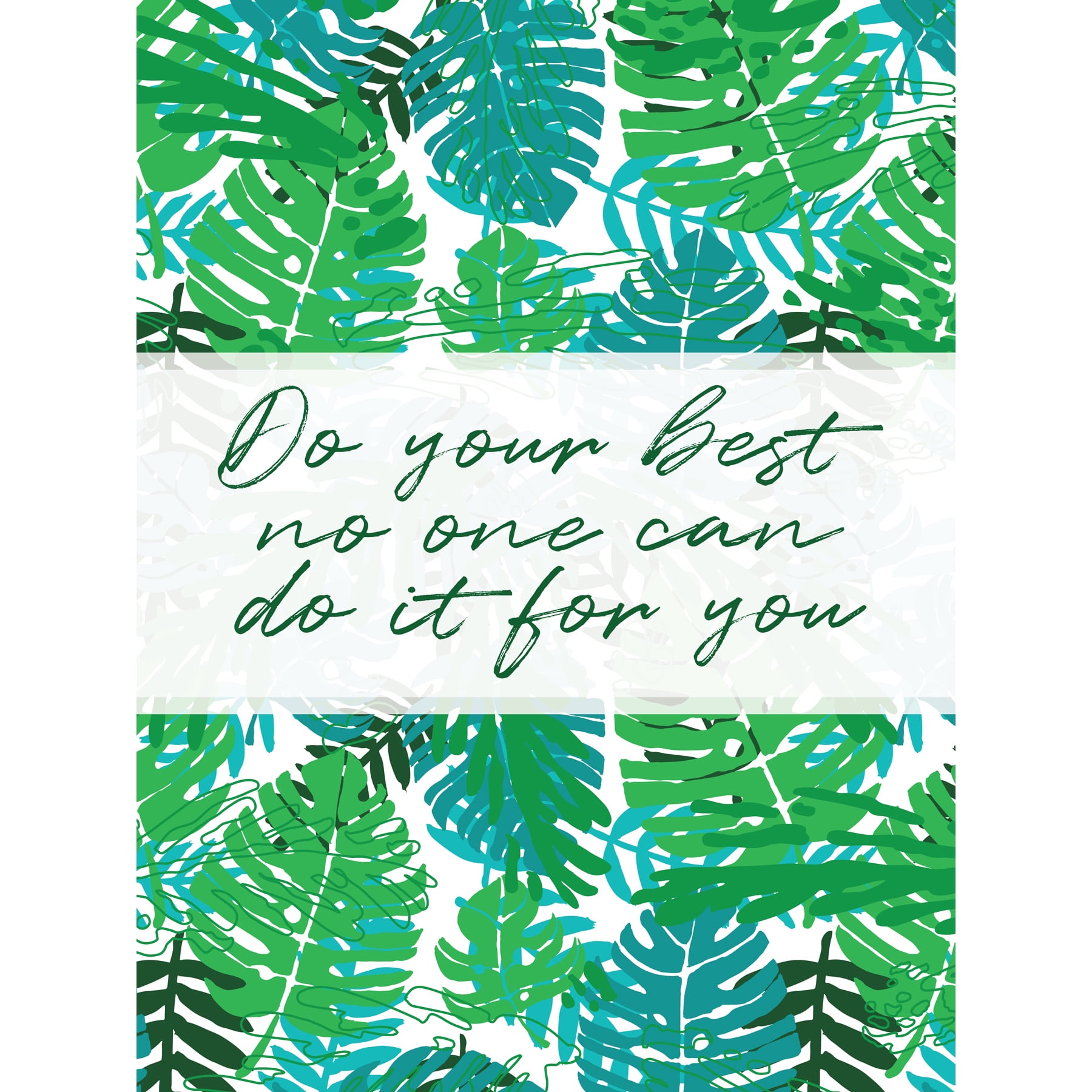 Motivational Do Your Best Jungle Green Typography Large Wall Art Print ...