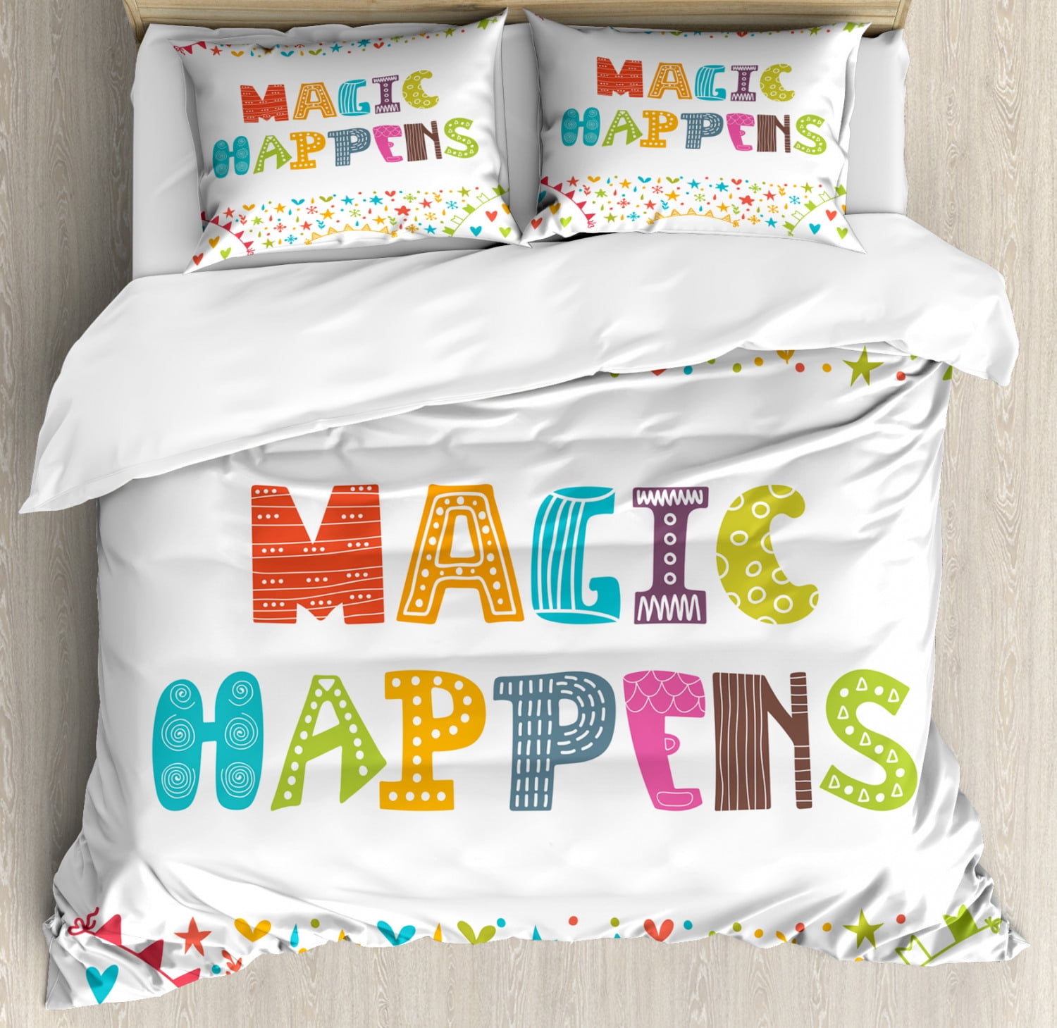 Motivational Duvet Cover Set Queen Size, Inspirational Quote Magic ...