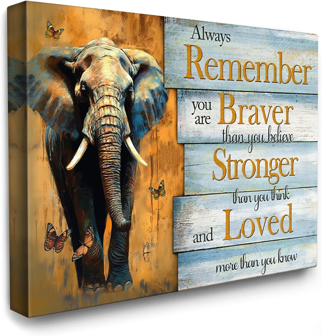 Motivational Elephant Canvas Wall Art Elephant Painting Wall Decor ...
