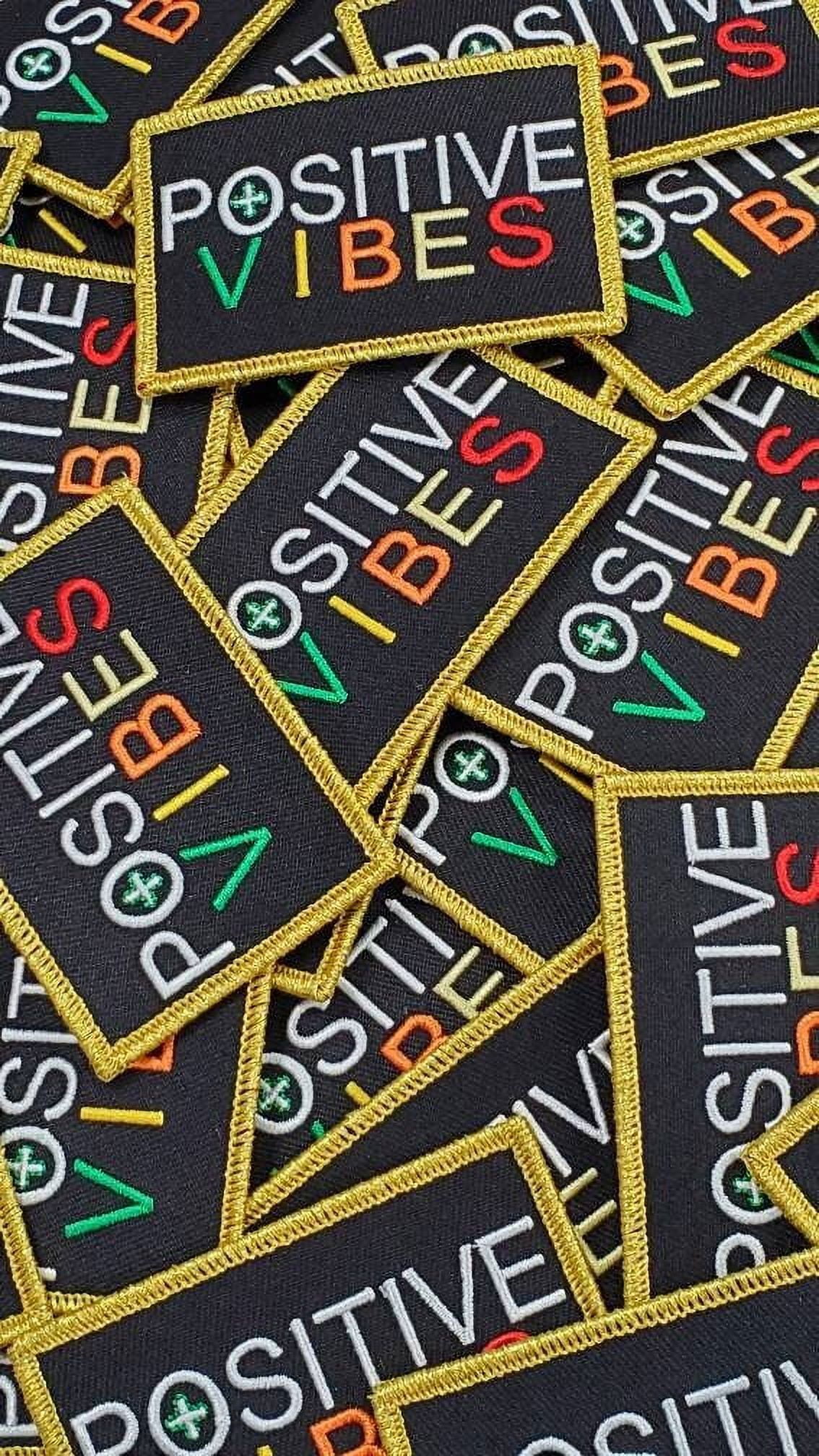 Motivational Emblem "Positive Vibes" Colorful Patch with Metallic Gold ...