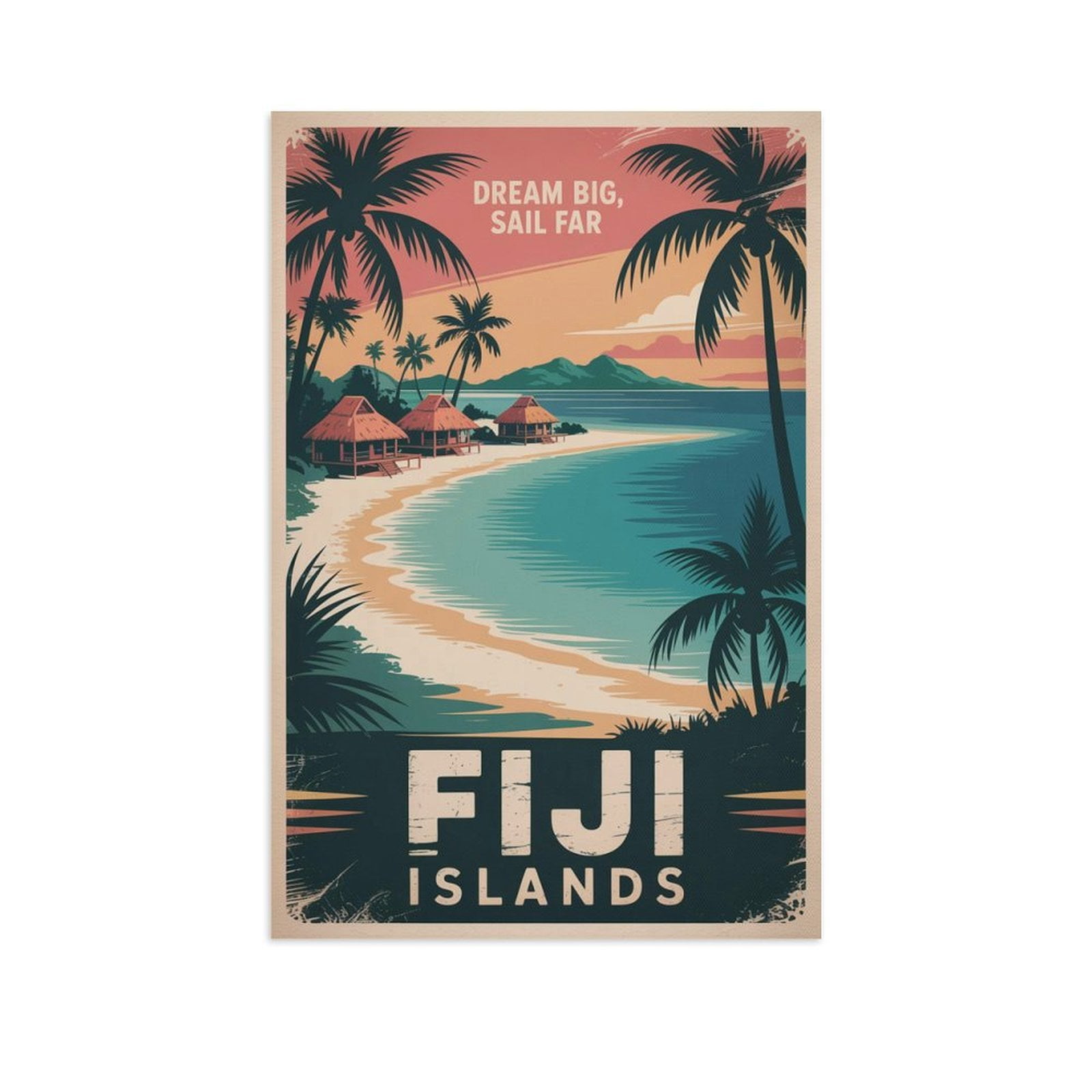 Motivational Fiji Islands Poster Retro Inspirational Vintage Travel ...