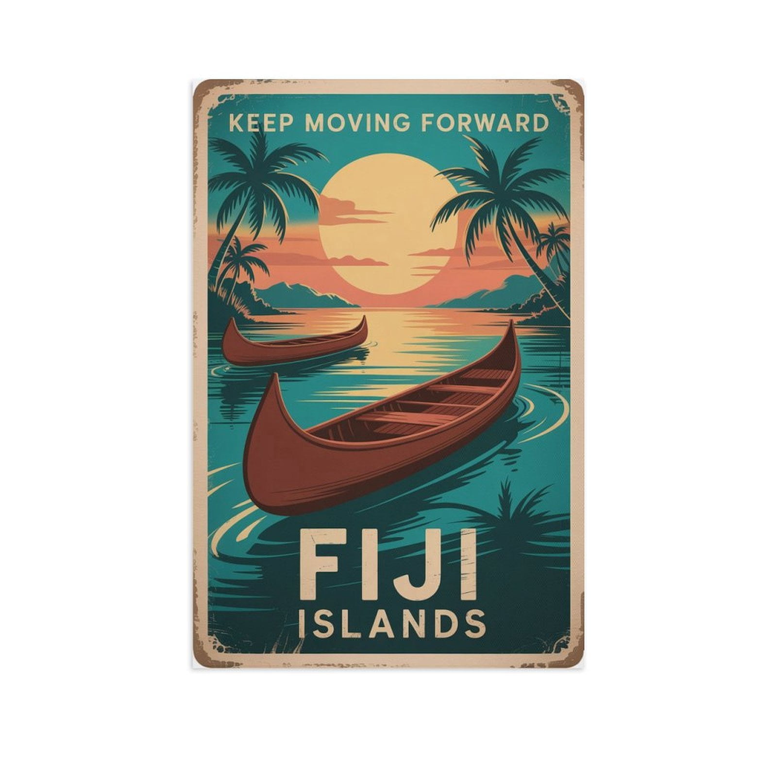 Motivational Fiji Islands Poster Retro Inspirational Vintage Travel ...
